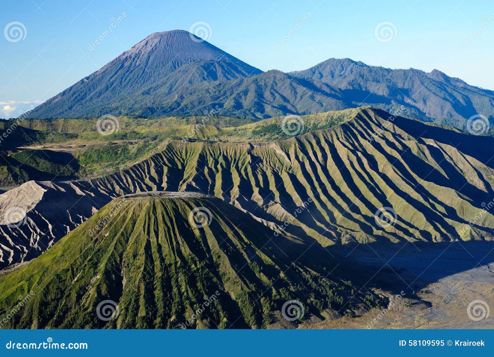 Mount Bromo Volcano with Blue Sky Stock Image - Image of view, park ...