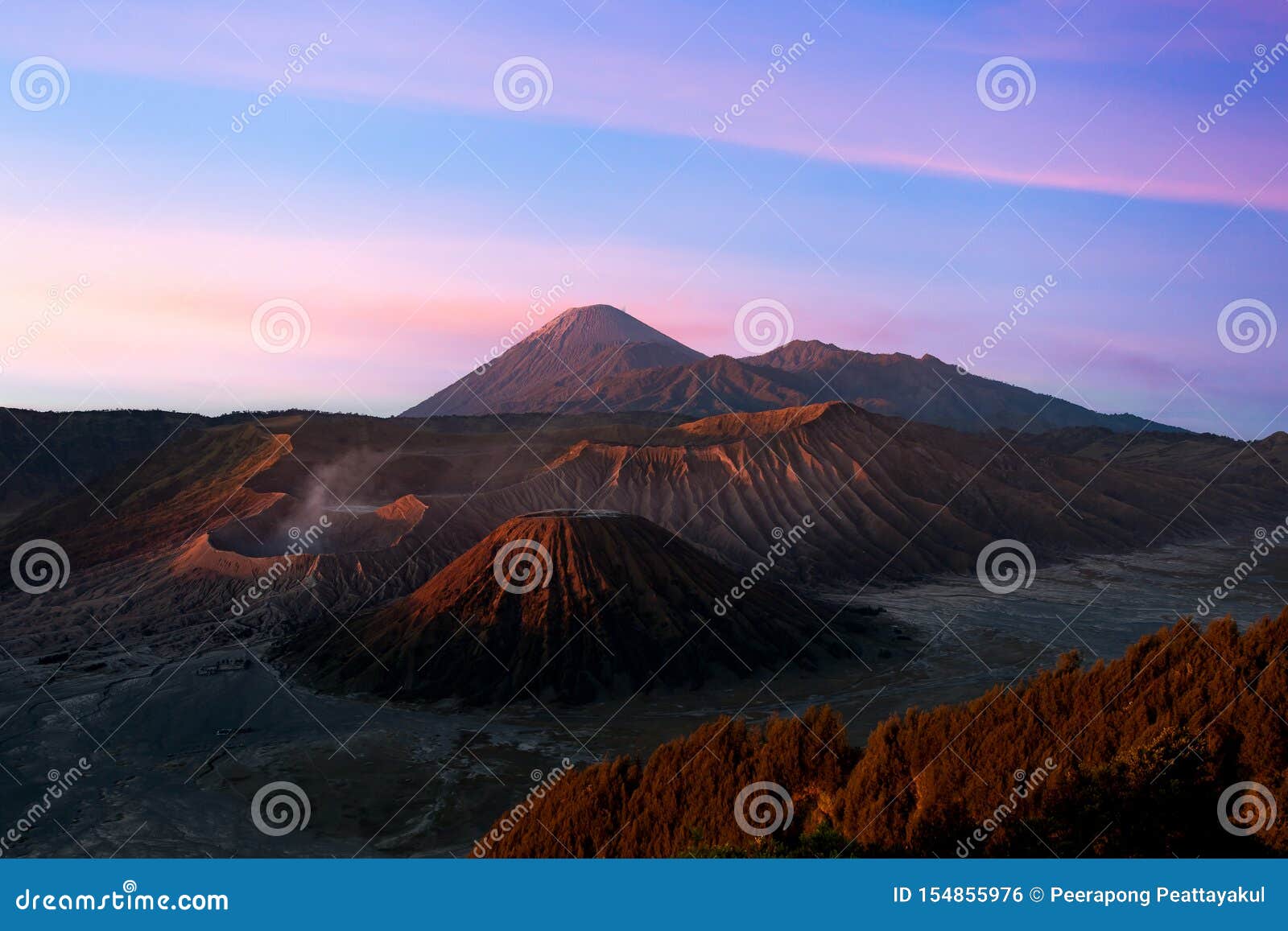 Mount Bromo Volcano (Gunung Bromo) during Sunrise from Viewpoint on ...