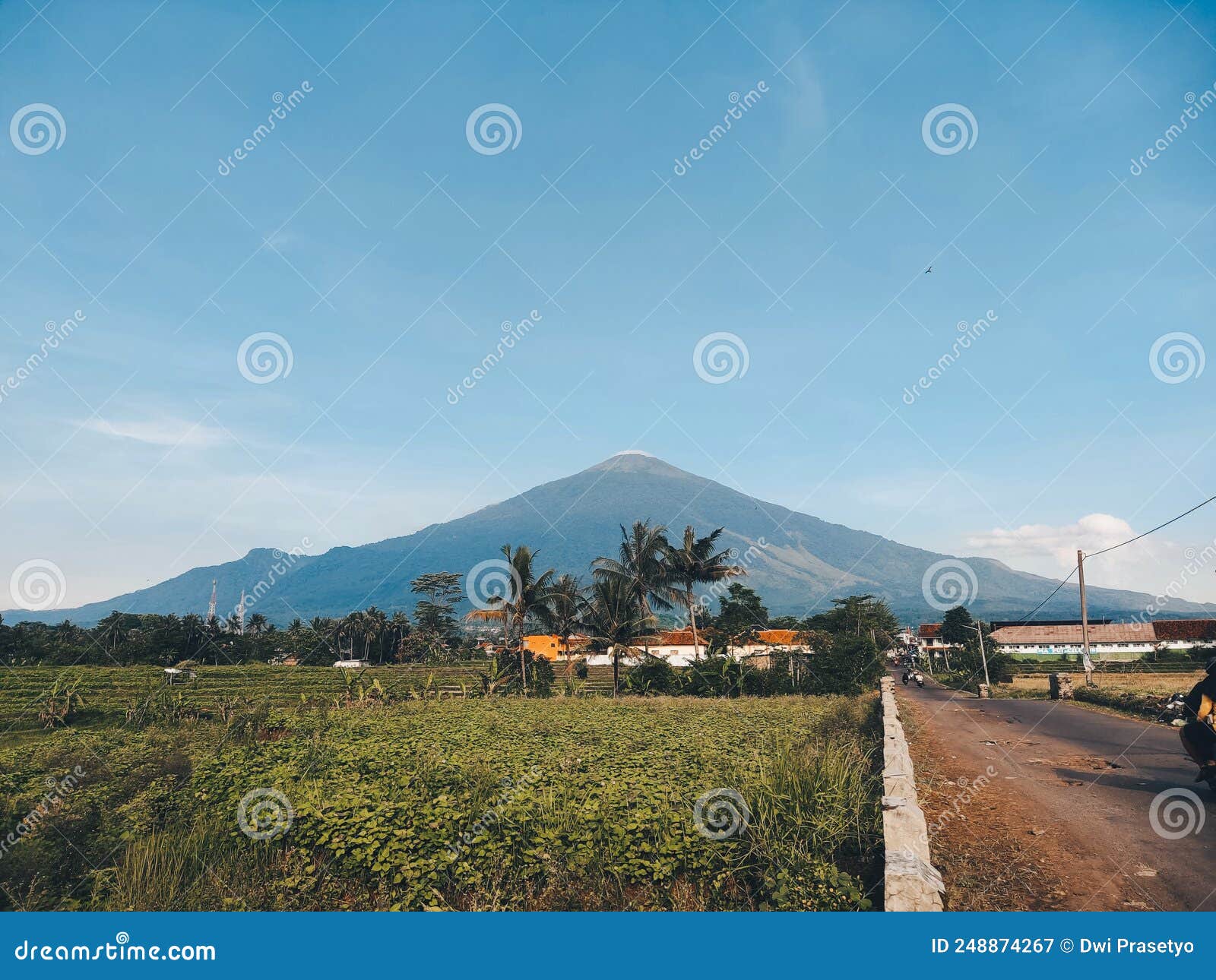 Mount Ceremai Seen from Kramat Village, the Highest Mountain in West ...