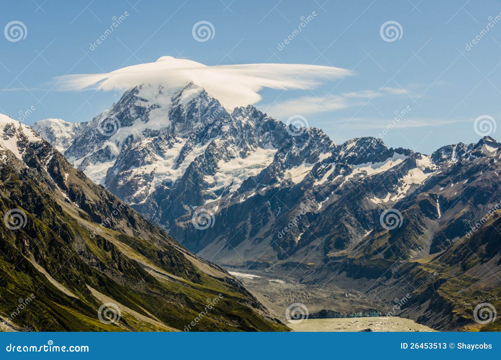 Mount Cook with Cloud at the Summit, New Zealand Stock Image - Image of ...