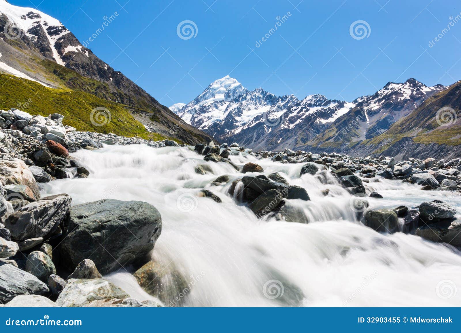 Mount Cook and Valley Track Stock Image - Image of trail, national ...