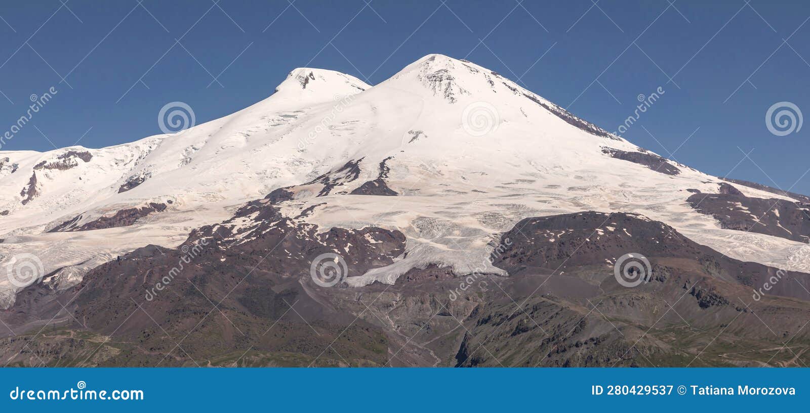 Mount Elbrus in the Caucasus Stock Image - Image of asphalt, cloud ...