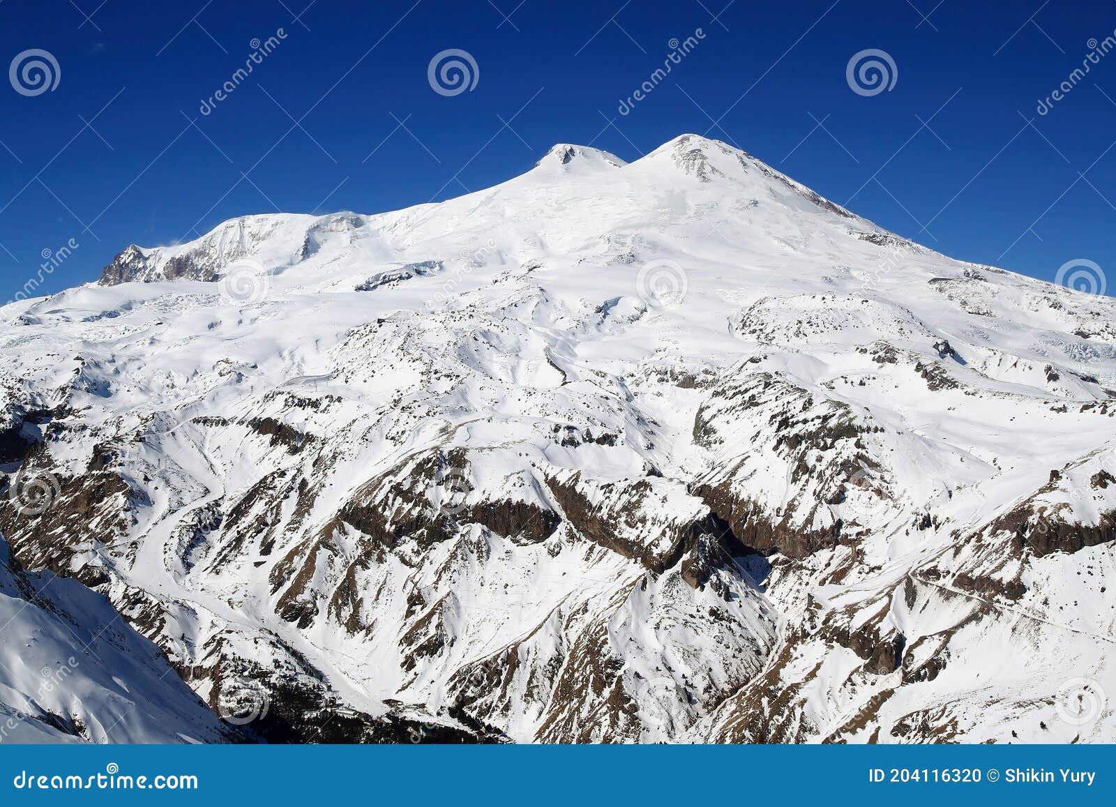 Mount Elbrus Massif from the Slope of Mount Cheget Stock Photo - Image ...