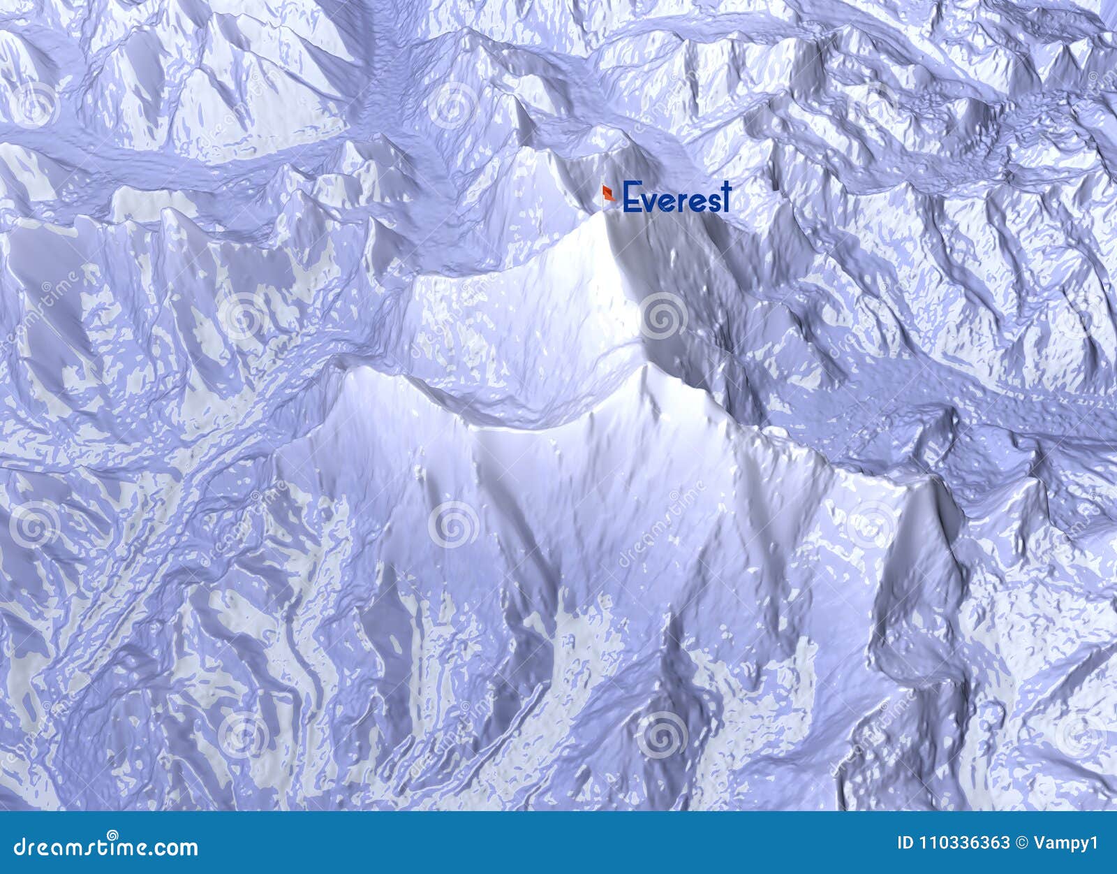 Mount Everest, Relief Height, Mountains. 3d Section Stock Illustration ...