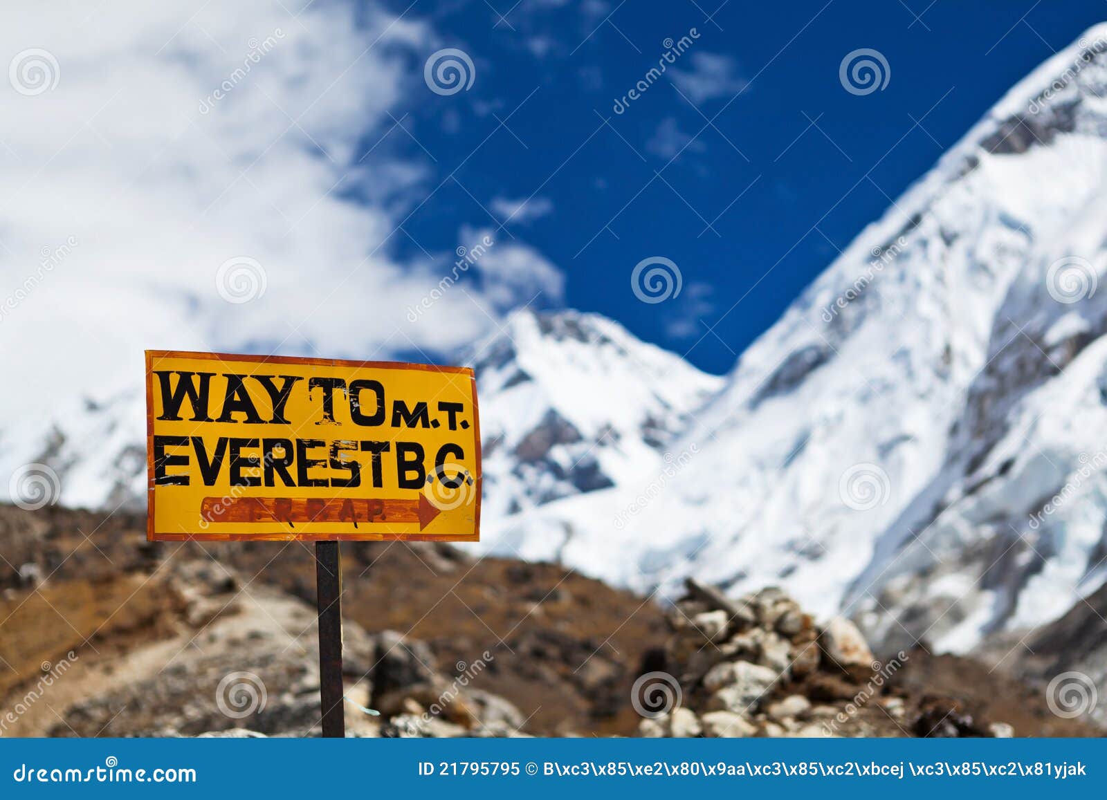 Mount Everest signpost stock image. Image of park, landscape - 21795795