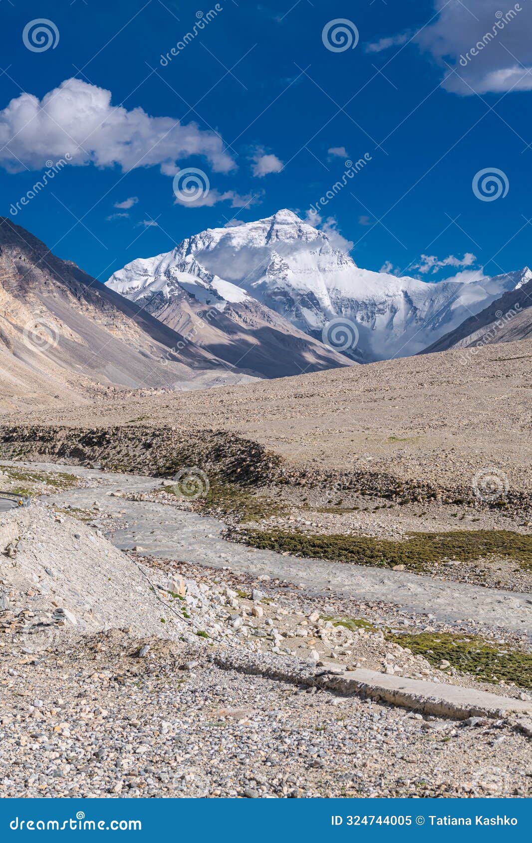 Mount Everest Summit and Base Camp from Tibetan Side in China Stock ...