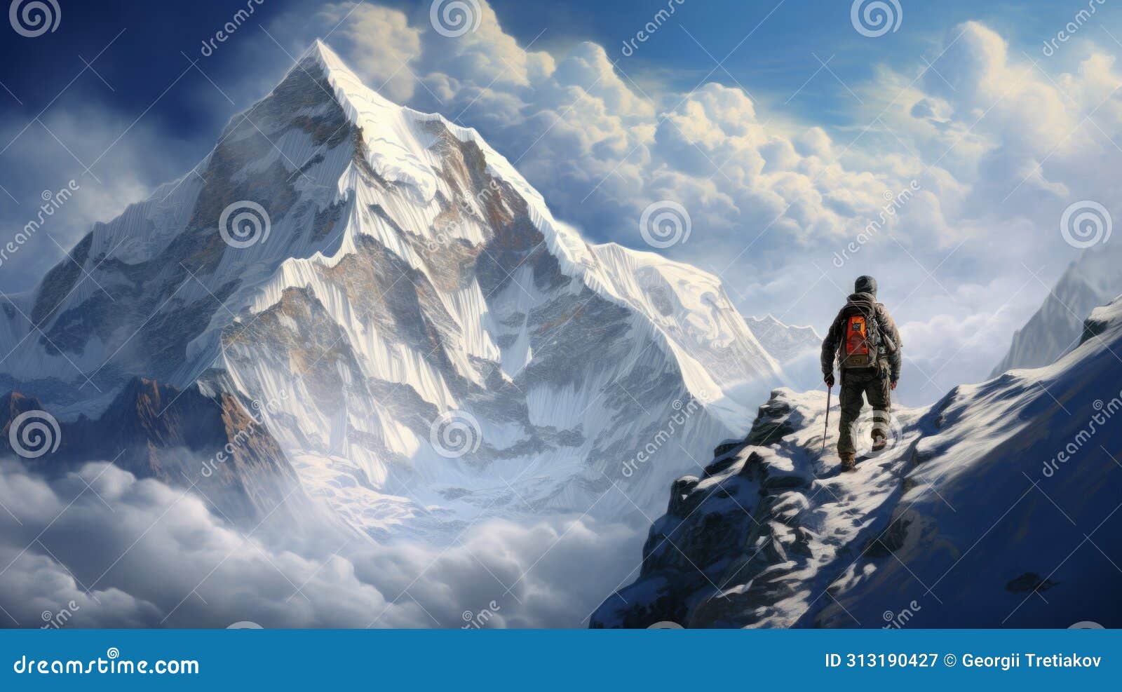Man Mount Everest Summit Climb Stock Illustration - Illustration of ...
