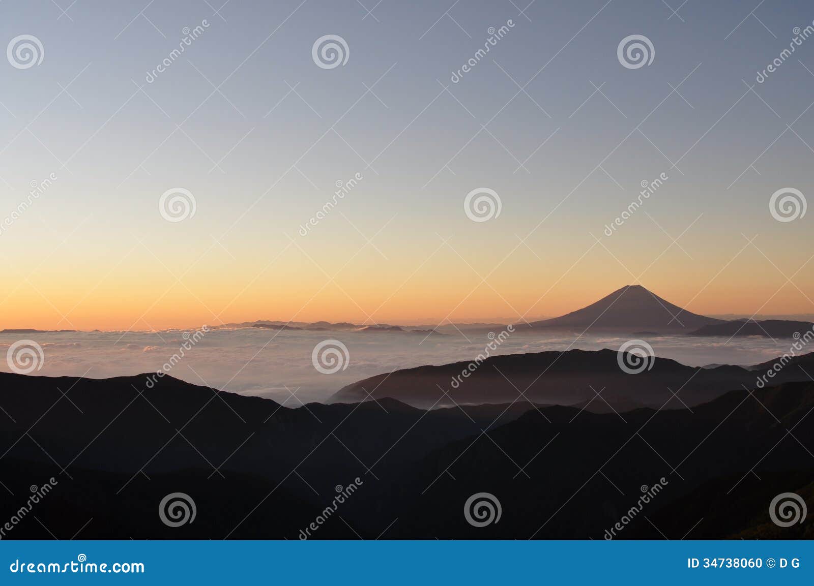 Mount Fuji at dawn stock photo. Image of japan, clouds - 34738060