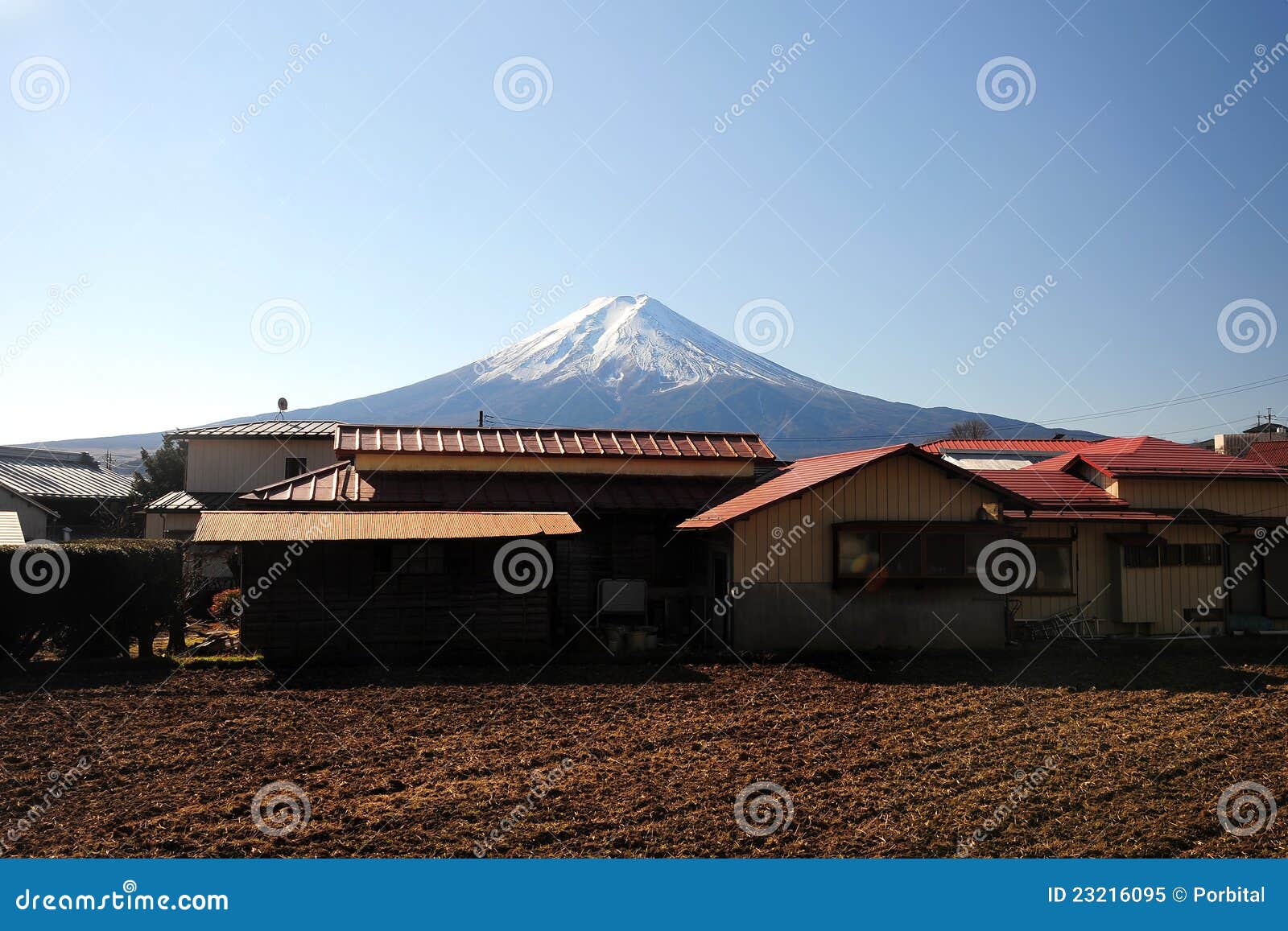 Mount Fuji with Japan House Stock Image - Image of snow, mountain: 23216095