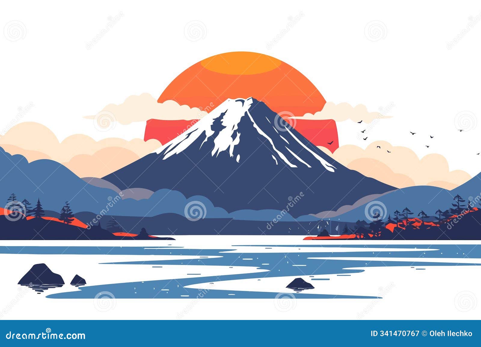 Mount Fuji in Japan Stock Image Isolated Vector Style Stock Vector ...
