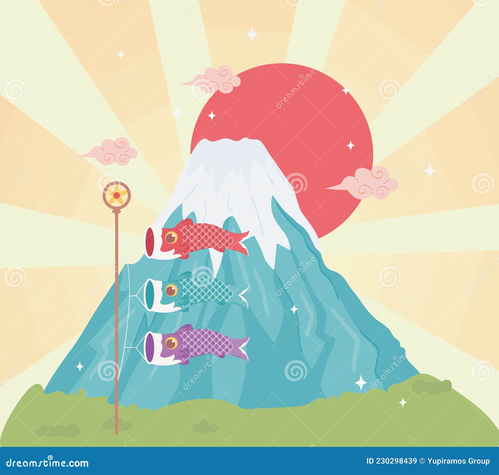 Mount Fuji and Koi Fish Flags Stock Vector - Illustration of japanese ...
