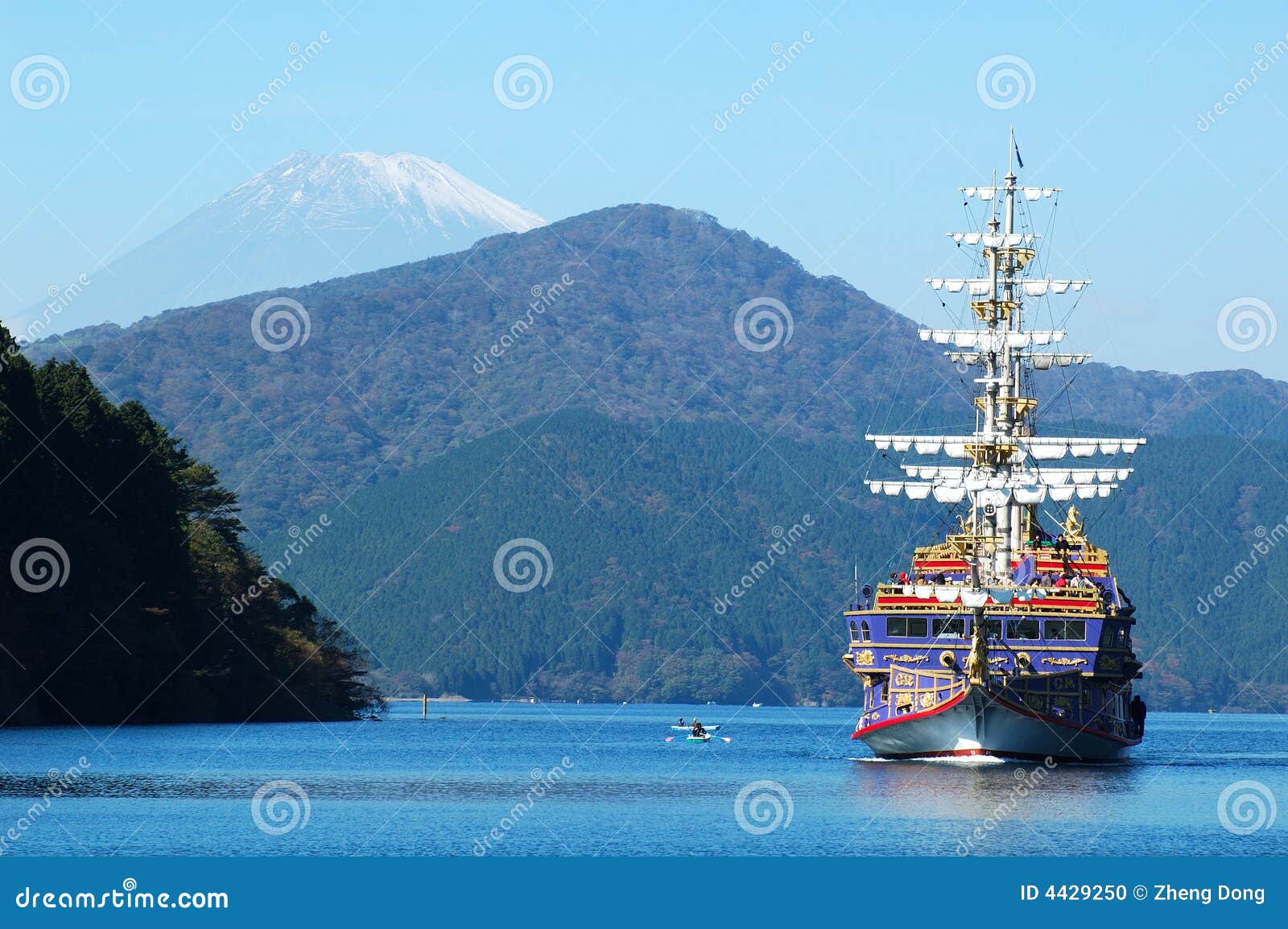 Mount Fuji and pirate ship stock photo. Image of ferryboat - 4429250