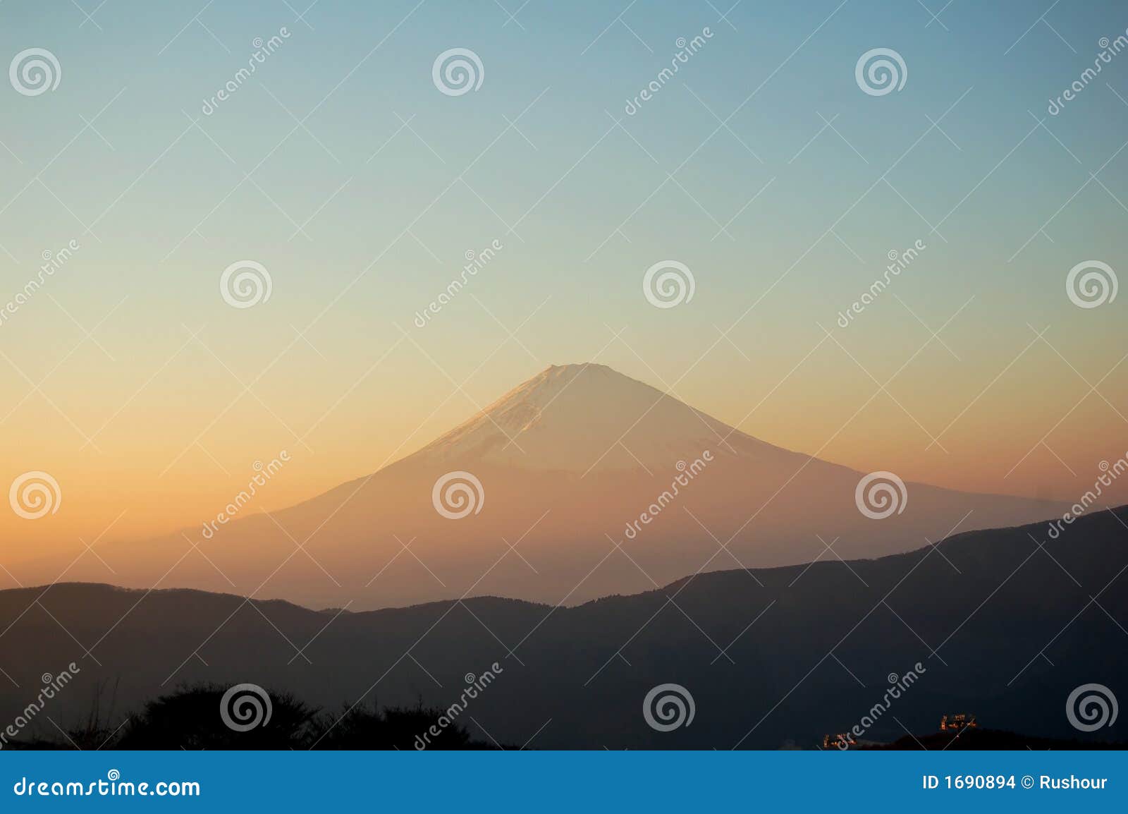 Mount Fuji at Sunset stock photo. Image of peak, mountainous - 1690894