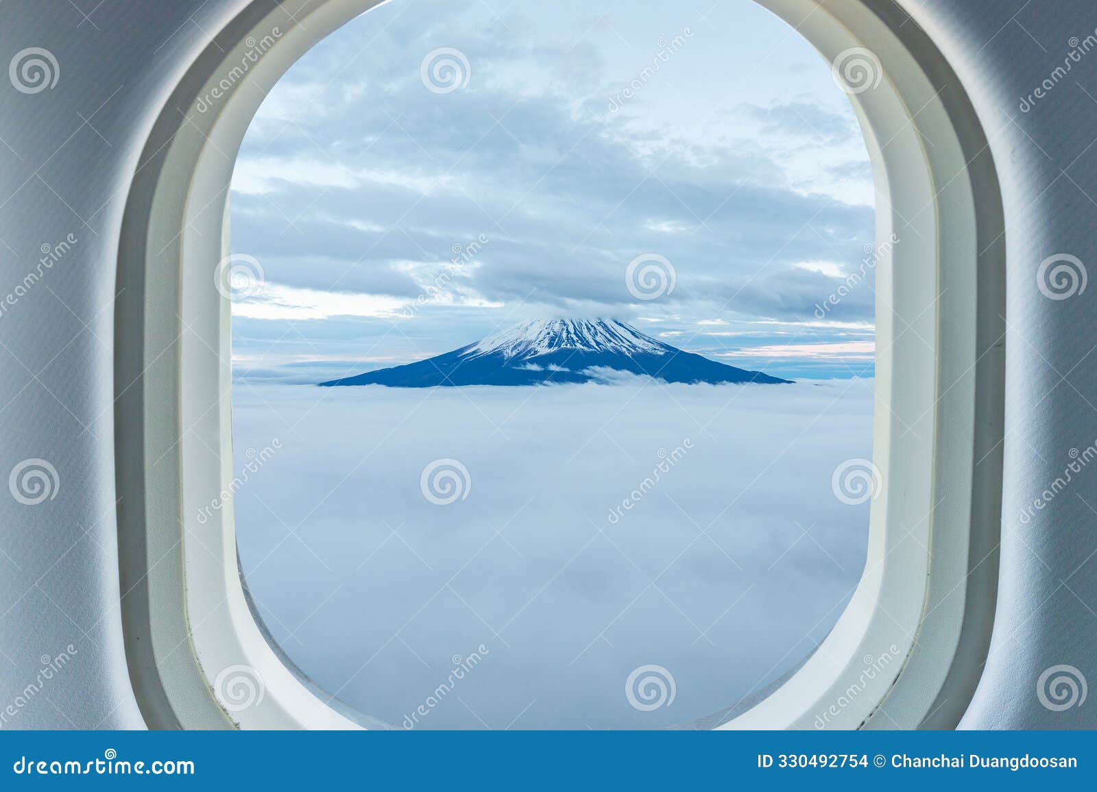 Mount Fuji View from Airplane Window Stock Photo - Image of aircraft ...