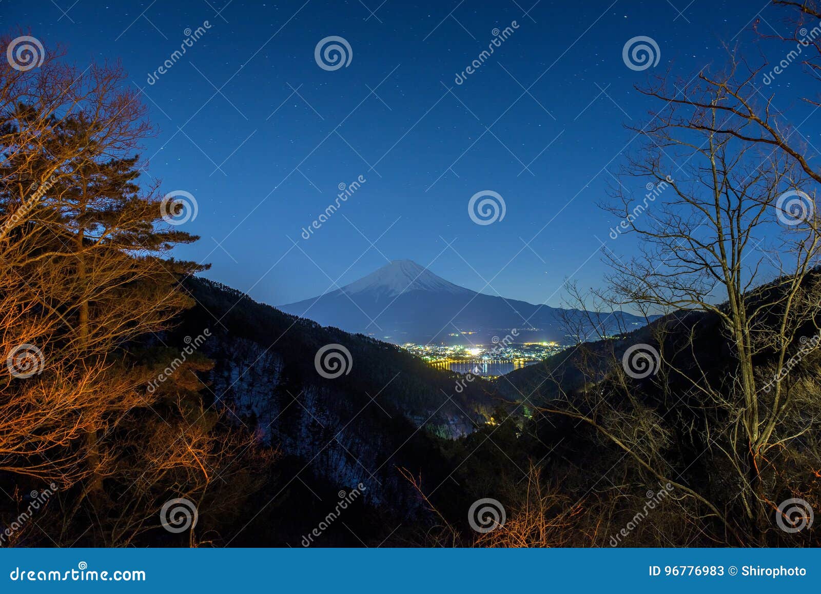 Mount Fuji view point stock image. Image of night, landscape - 96776983