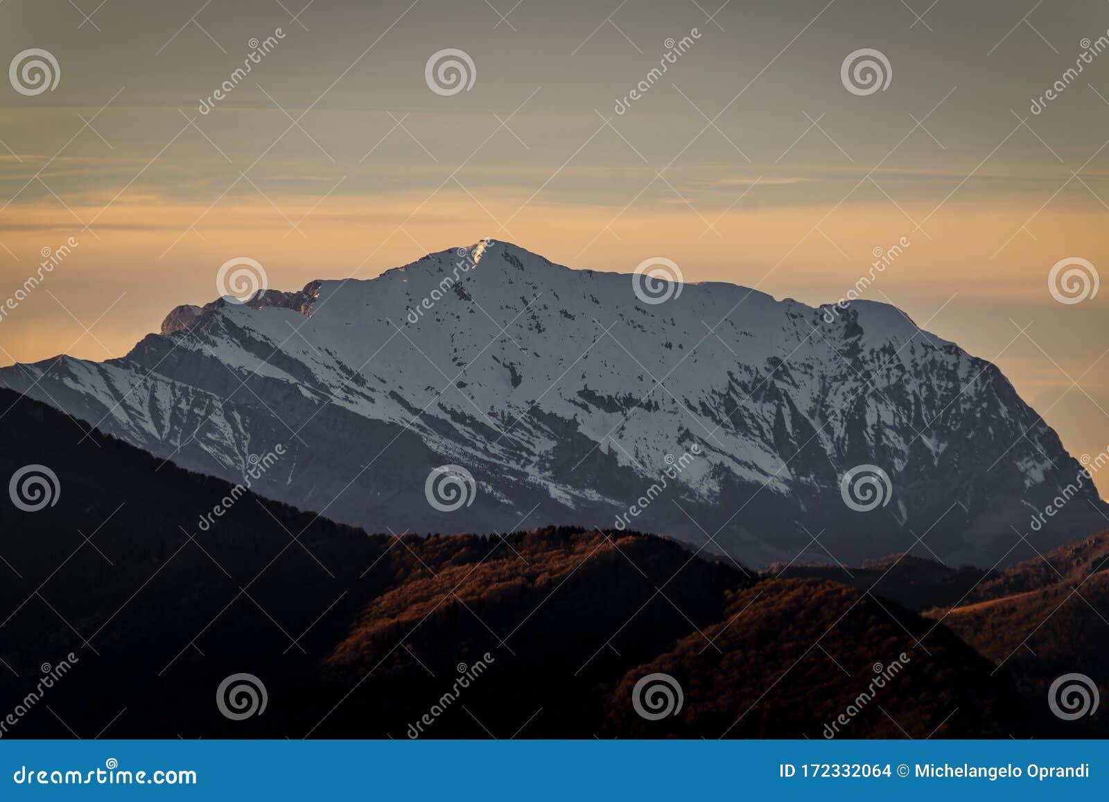 Mount Grigna Above Lecco Italy. East Side Stock Photo - Image of snow ...