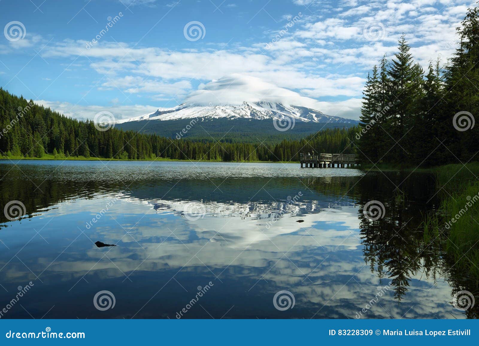 The Mount Hood Reflection in Trillium Lake Stock Image - Image of camp ...