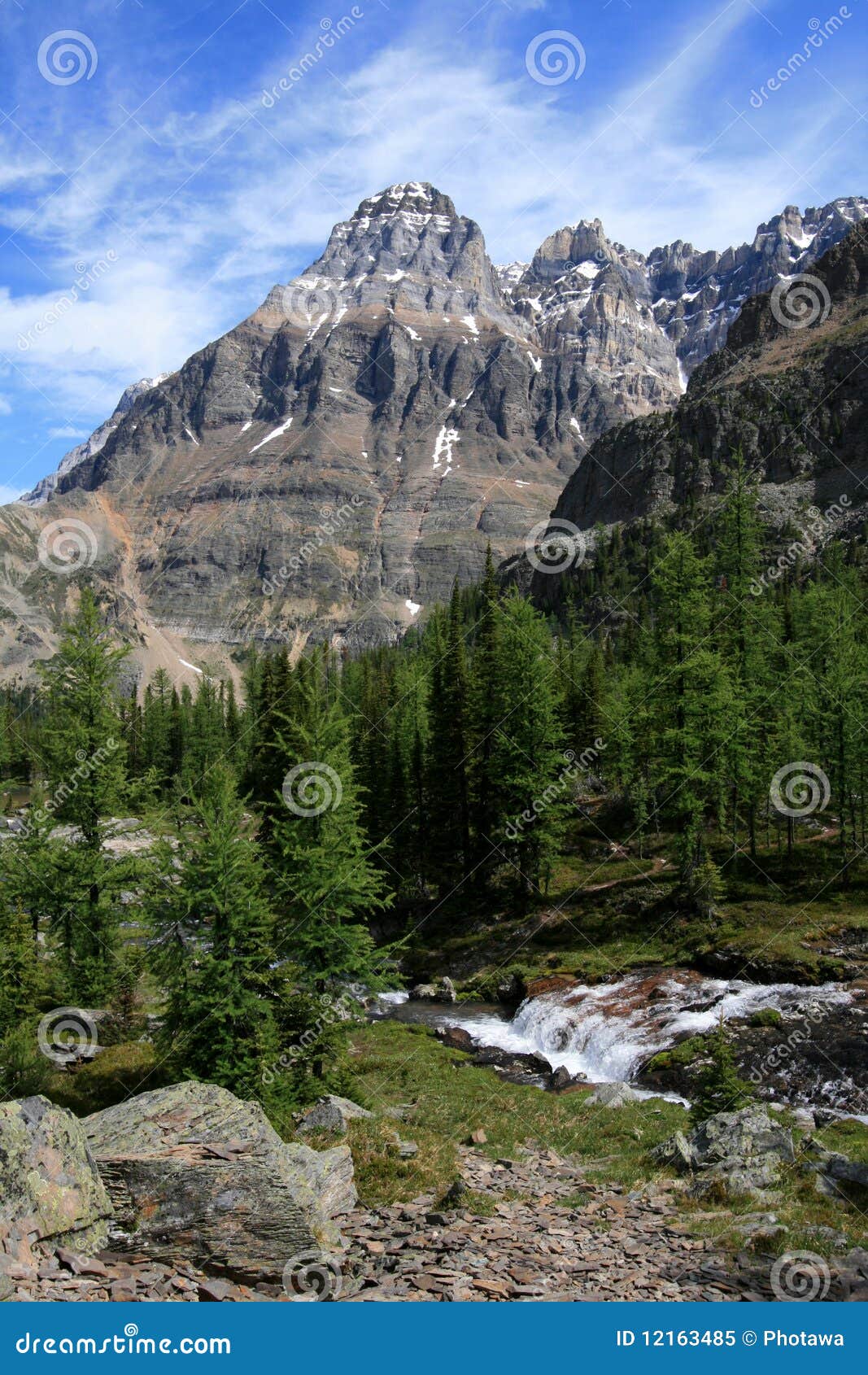 Mount Huber with Waterfall stock image. Image of creek - 12163485