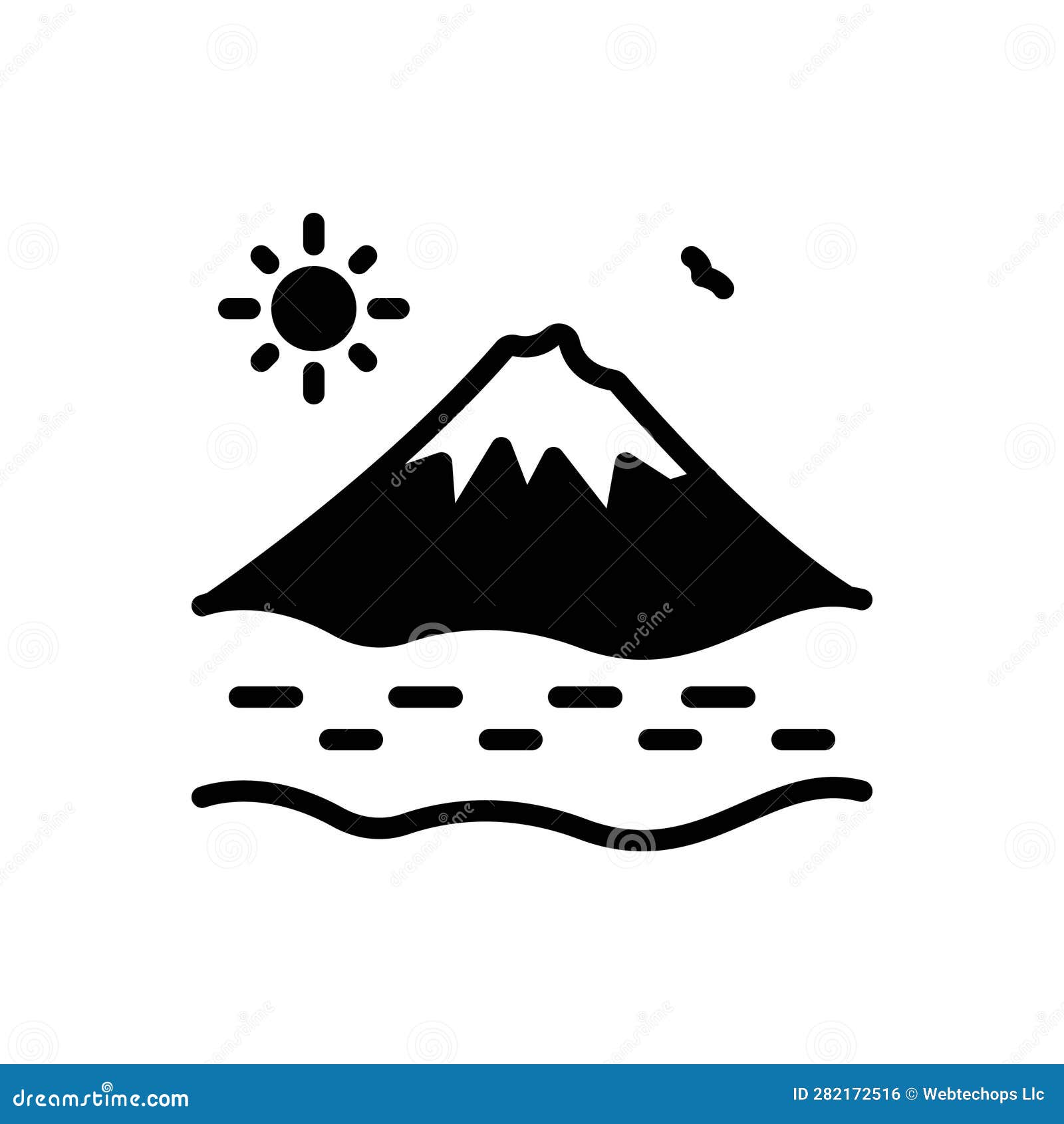 Black Solid Icon for Mount, Mountain and Peak Stock Illustration ...