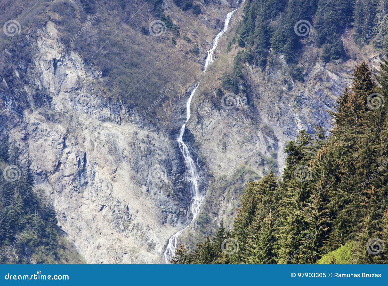 Mount Juneau Waterfalls stock image. Image of waterfall - 97903305