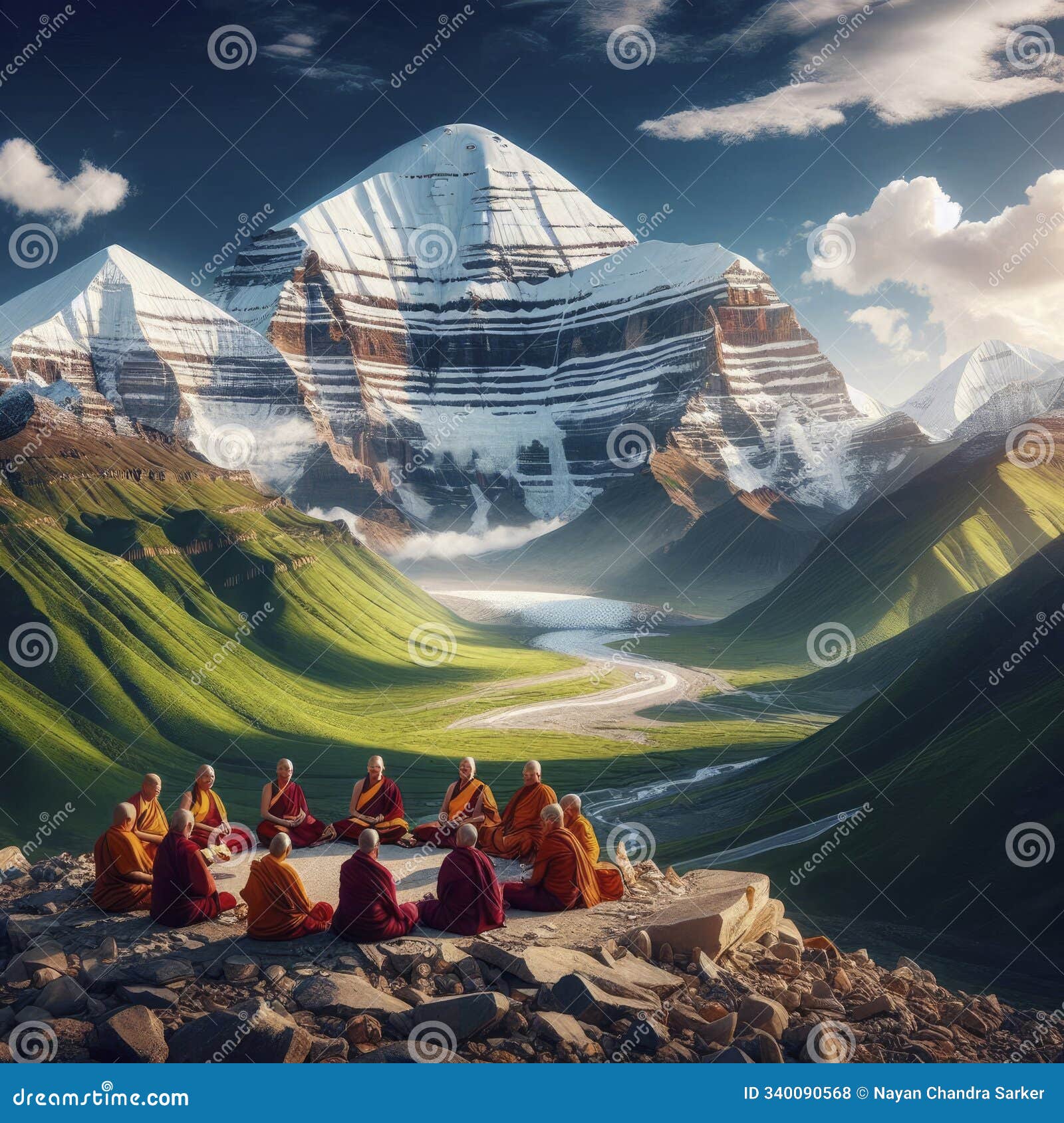 Mount Kailash Landscape Image Stock Illustration - Illustration of ...