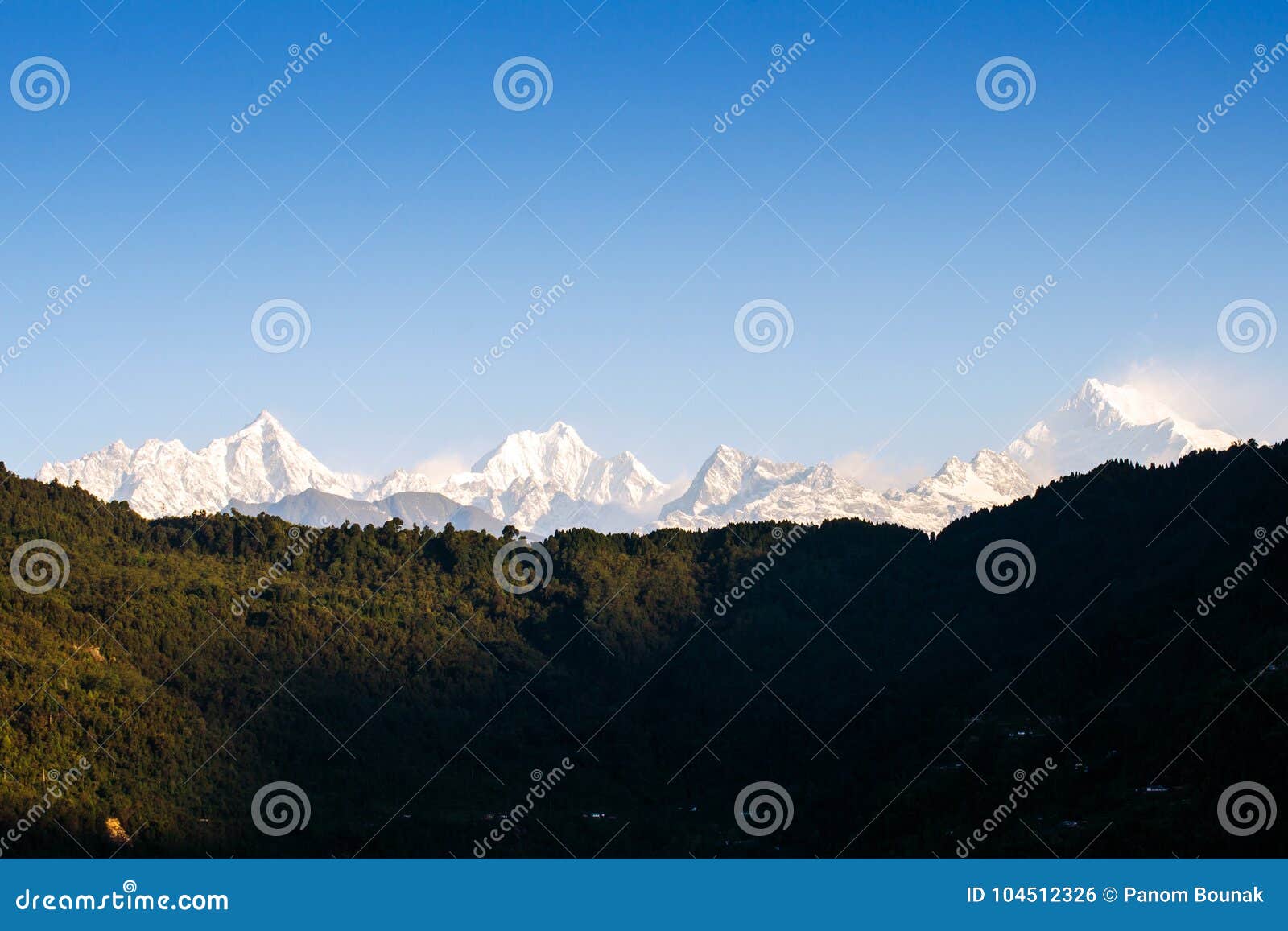 Mount Kanchenjunga Range of the Himalayas at First Light Stock Photo ...