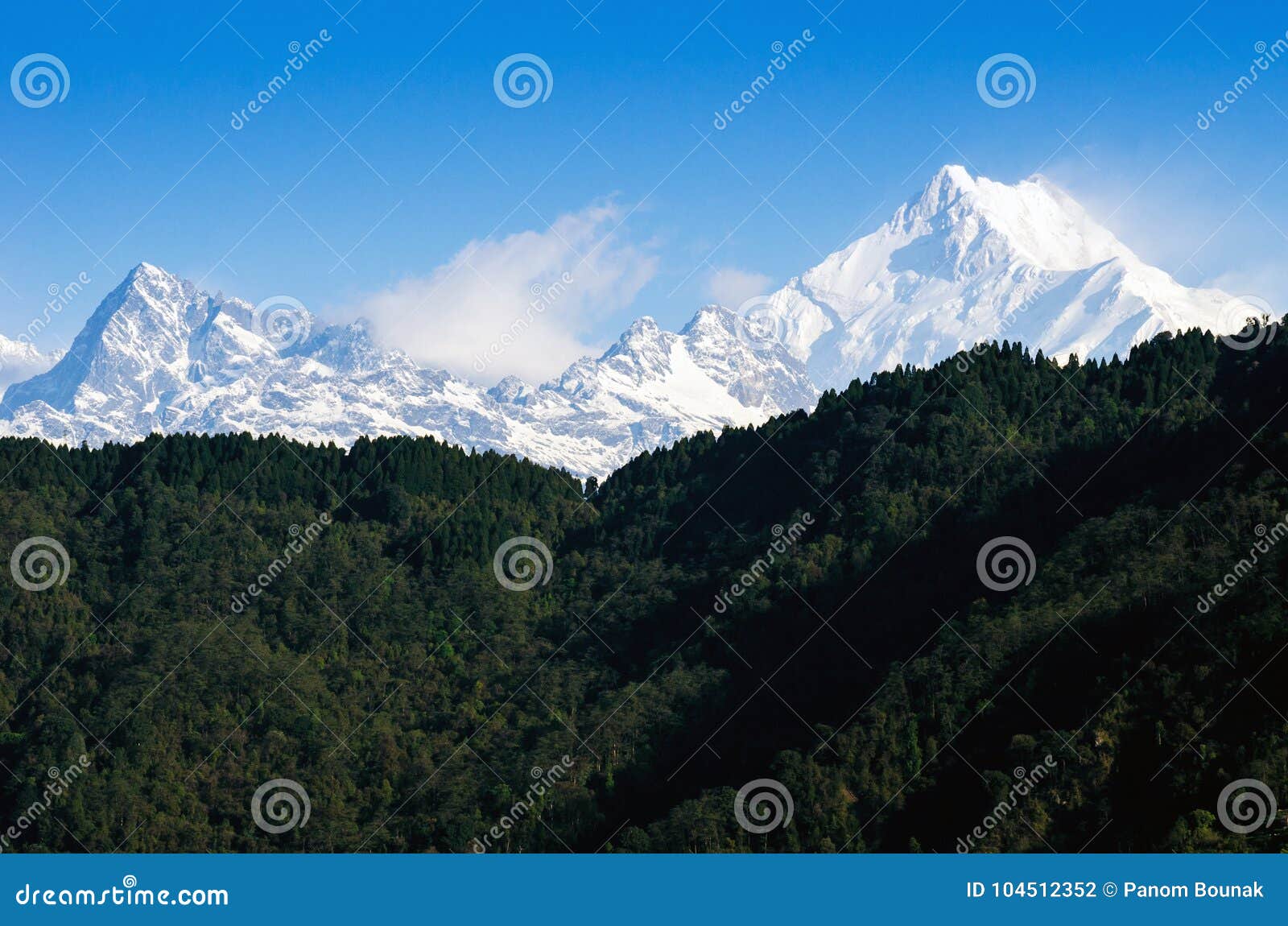 Mount Kanchenjunga Range of the Himalayas at First Light Stock Photo ...