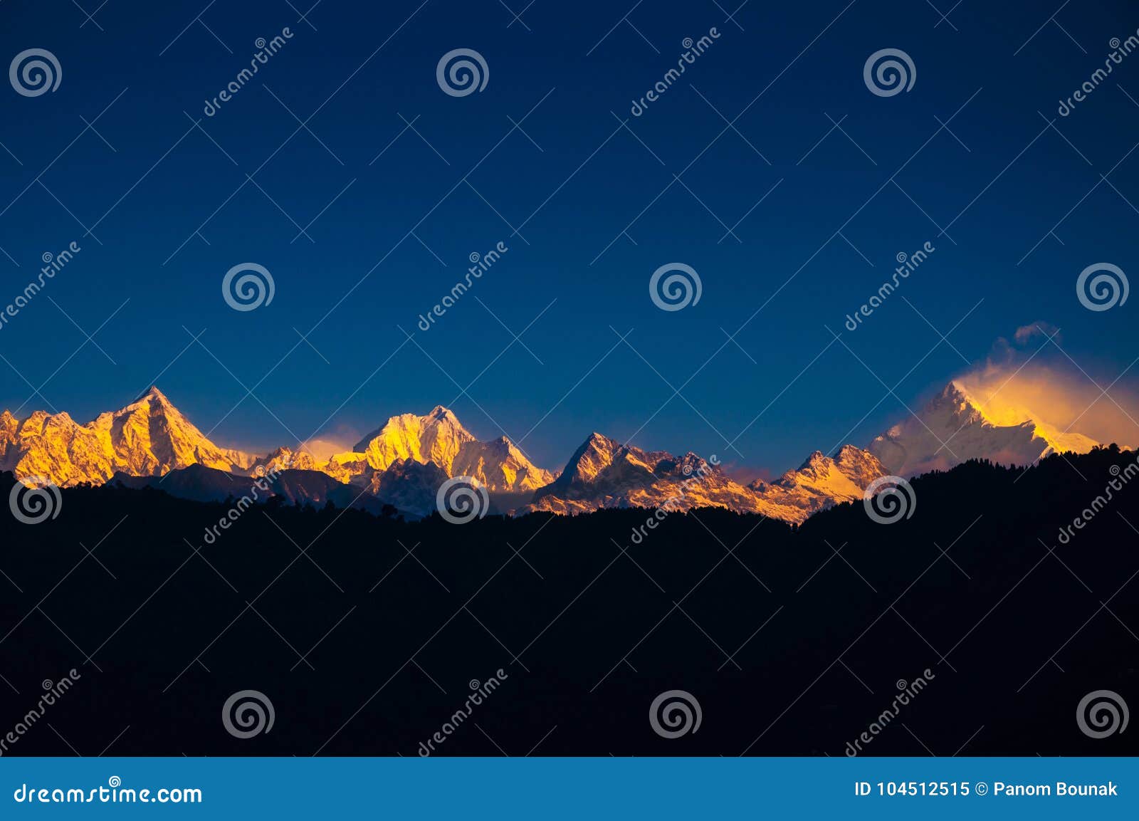 Mount Kanchenjunga Range of the Himalayas at First Light Stock Image ...