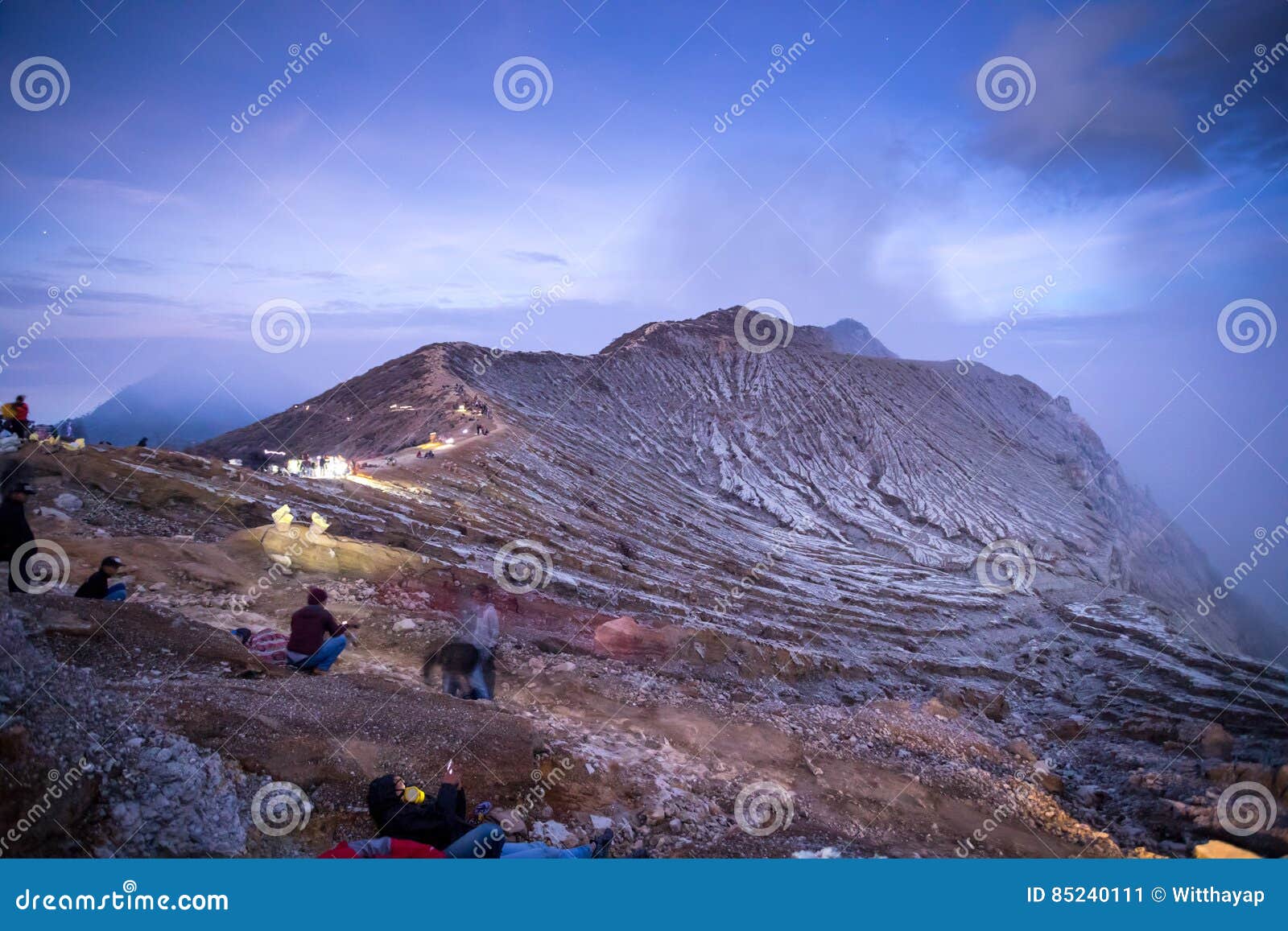 Mount Kawah Ijen Volcano in East Java, Indonesia. Stock Image - Image ...