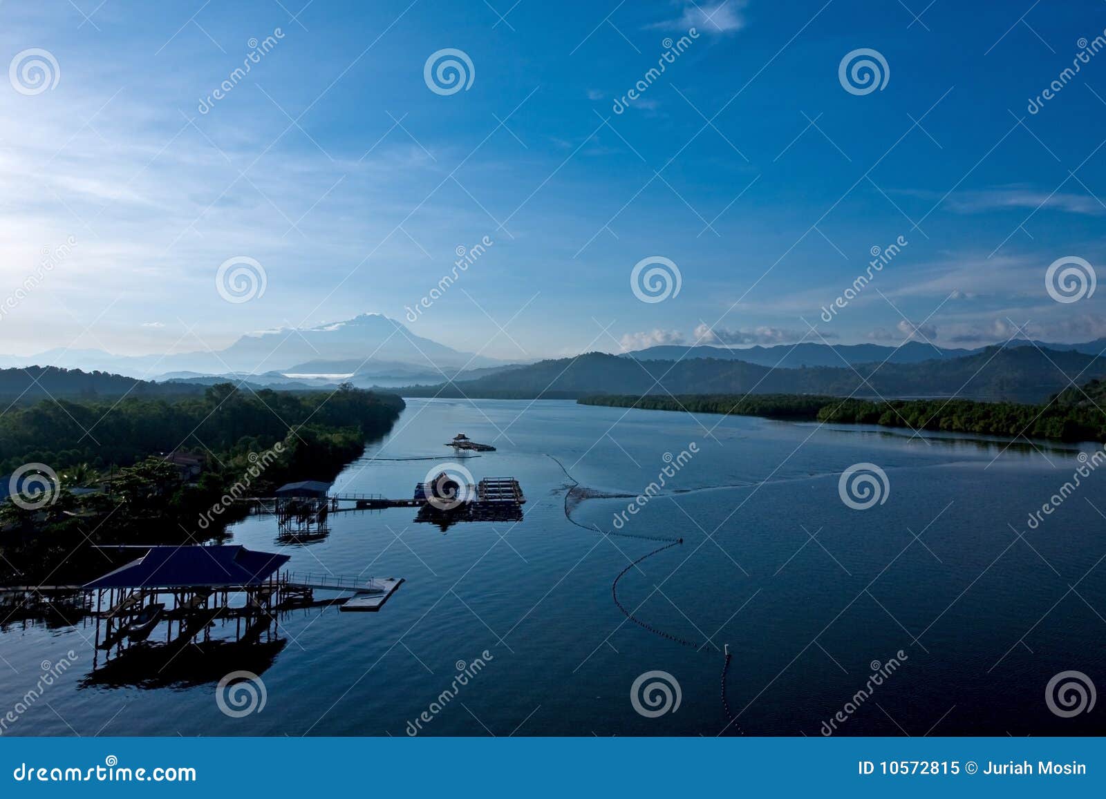 Mount Kinabalu Seen from Sabah S Longest Bridge. Stock Image - Image of ...