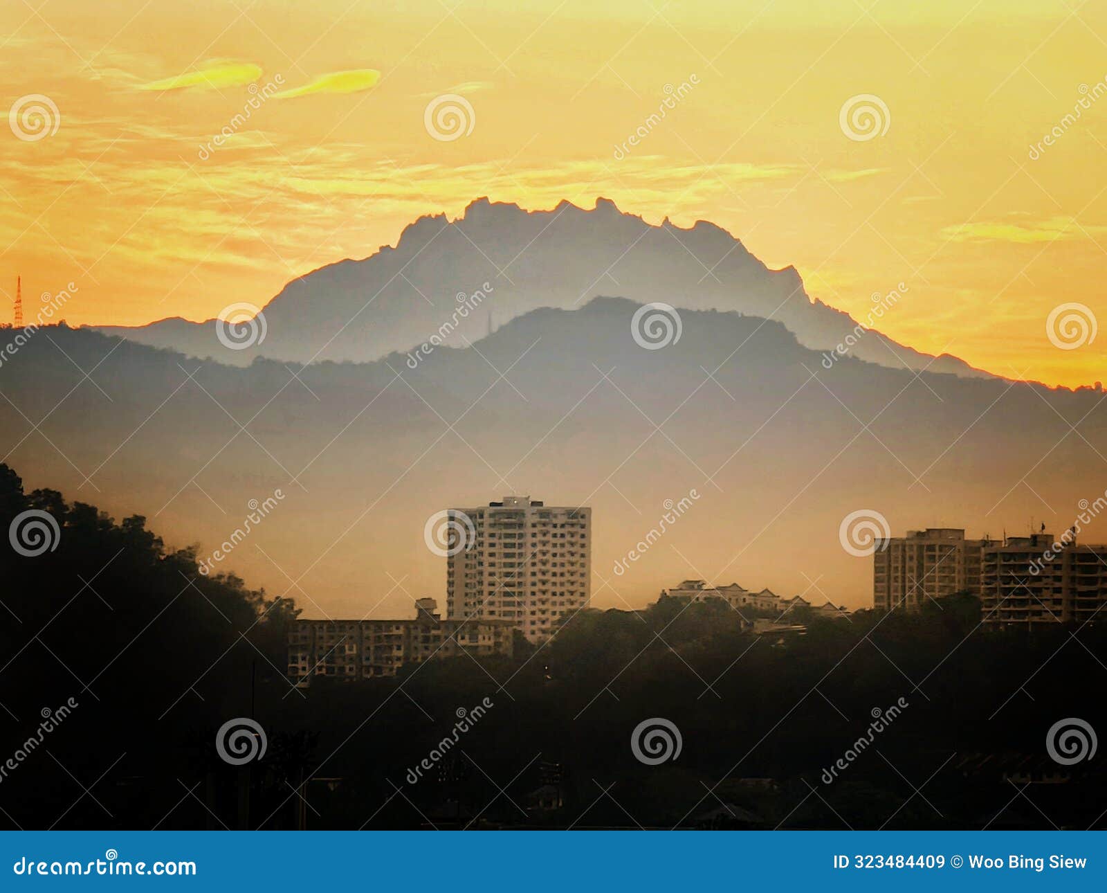 Mount Kinabalu View, Villages At The Foothill Of The Mountain. Sabah ...