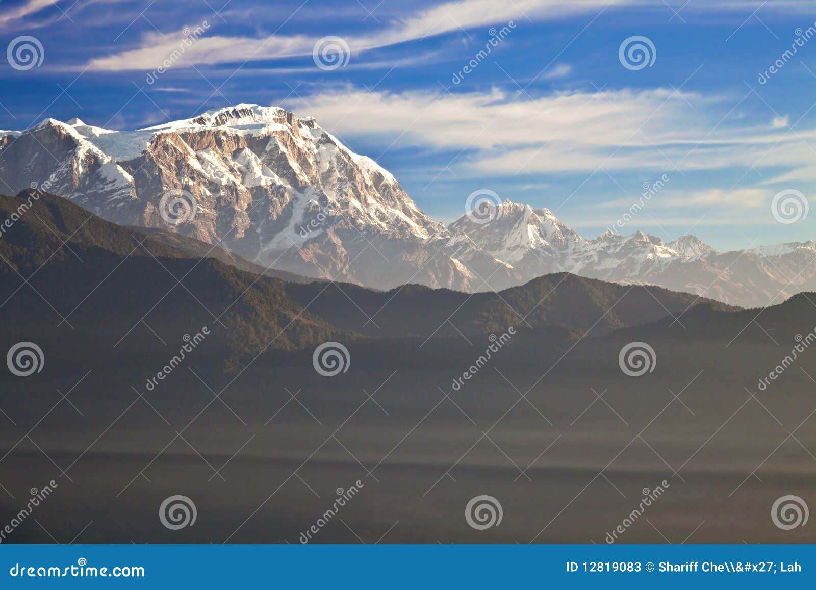Mount Lamjung Himal at Dawn Stock Image - Image of himal, travel: 12819083