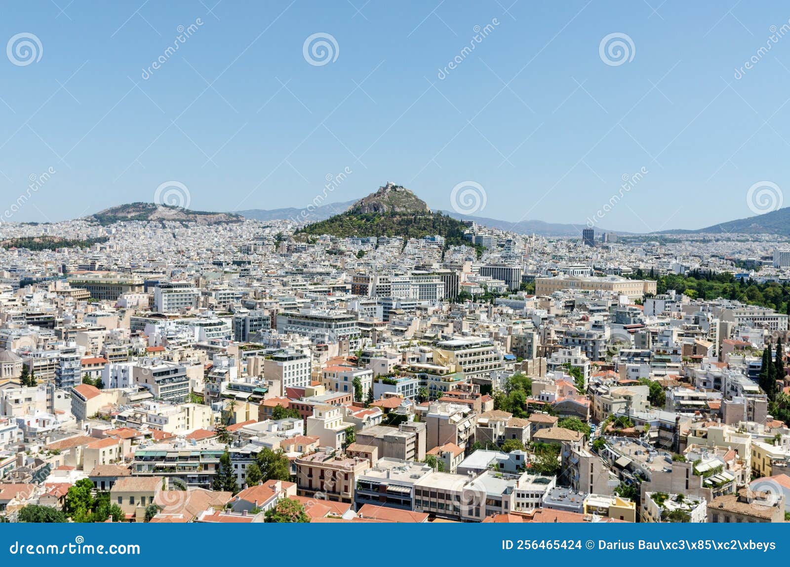 The Mount Lycabettus in Athens Seen from the Acropolis Stock Photo ...