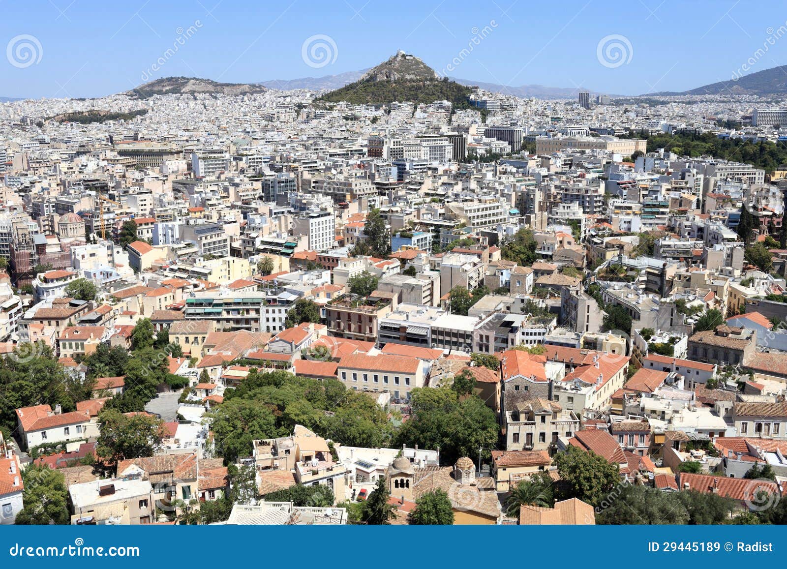 Mount Lycabettus view stock image. Image of landscape - 29445189