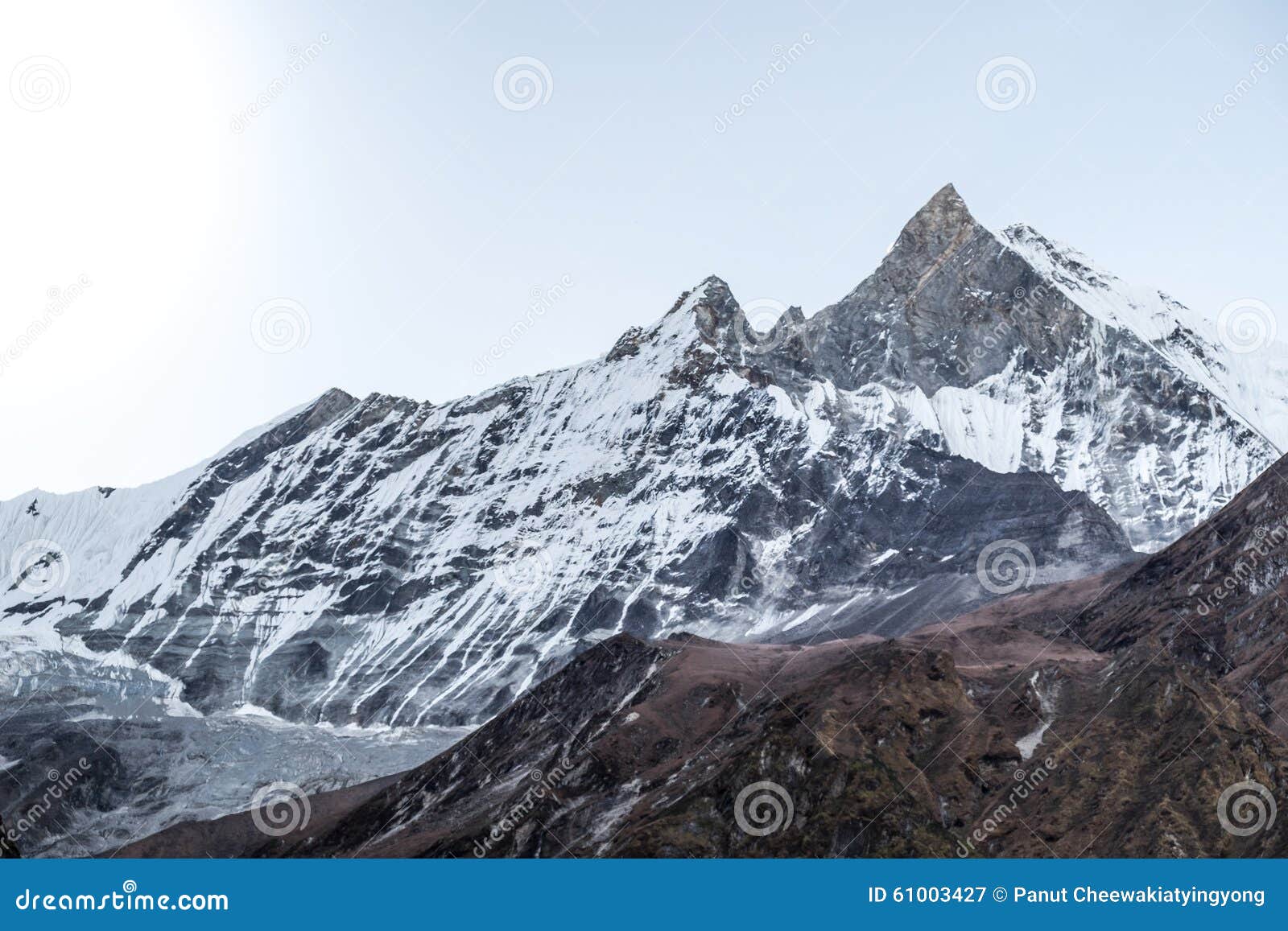 Mount Machhapuchchhre and Fishtail Peak Stock Image - Image of mount ...