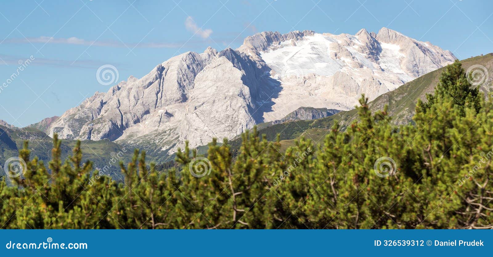 Mount Marmolada And Mount Sella Sunset Panorama Royalty-Free Stock ...
