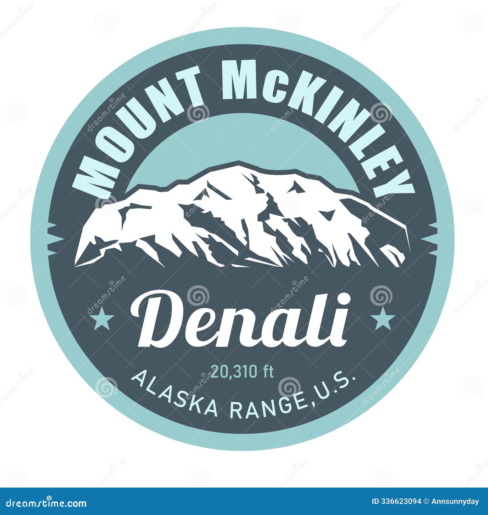 Mount Denali Is The Highest Mountain Peak In North America Vector ...