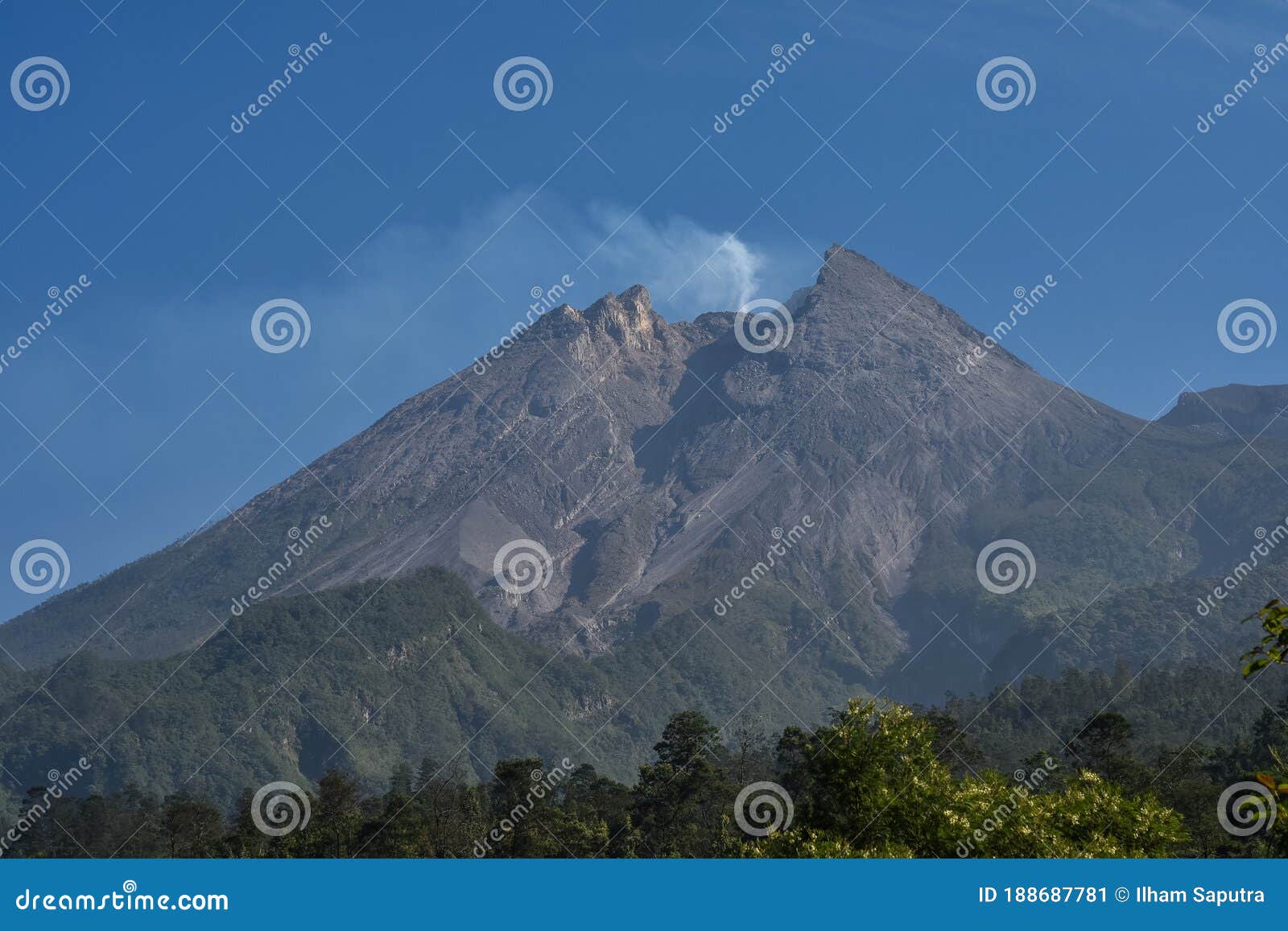 Mount Merapi, Indonesia Volcano Landscape View Stock Image - Image of ...