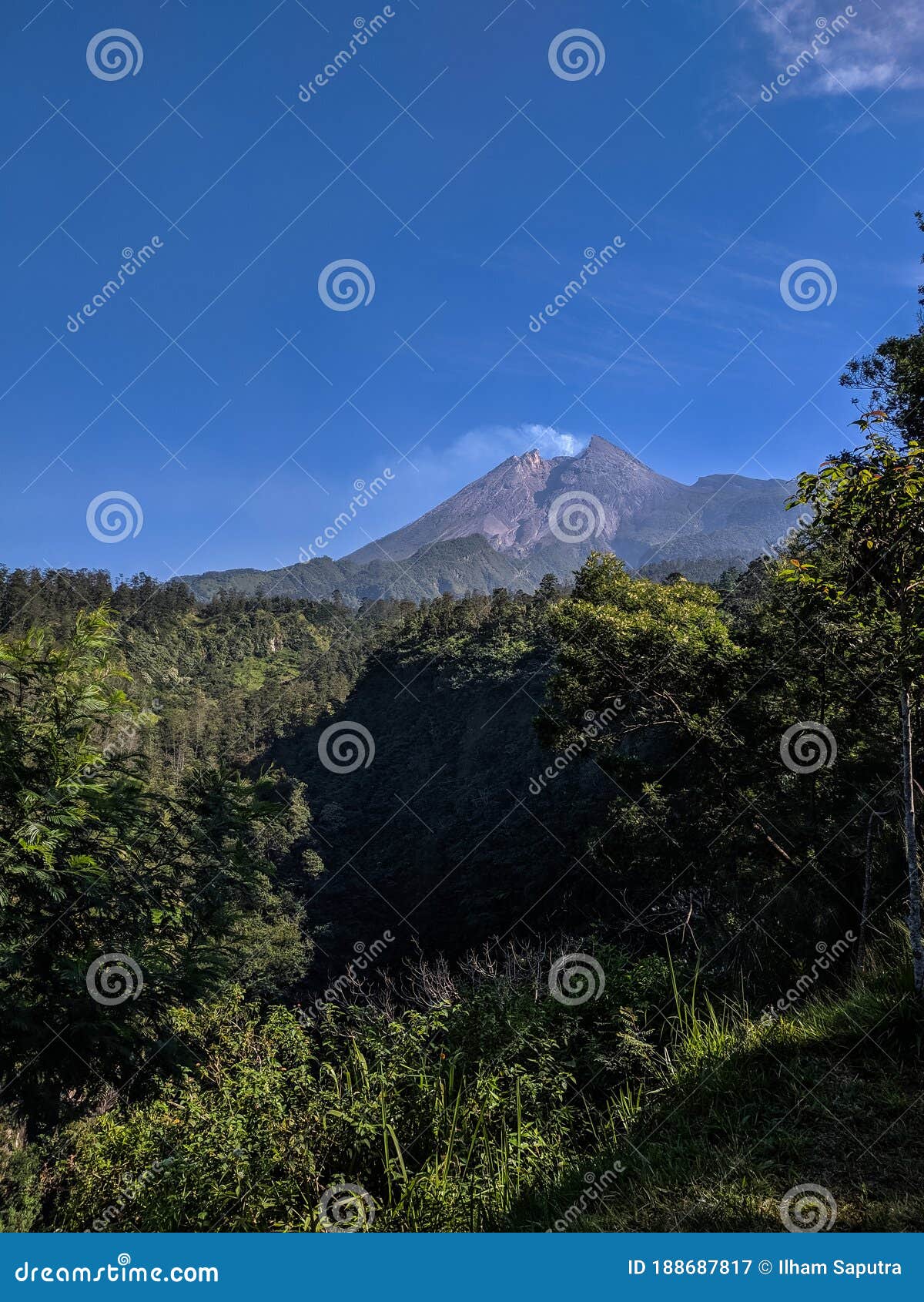 Mount Merapi, Indonesia Volcano Landscape View Stock Image - Image of ...