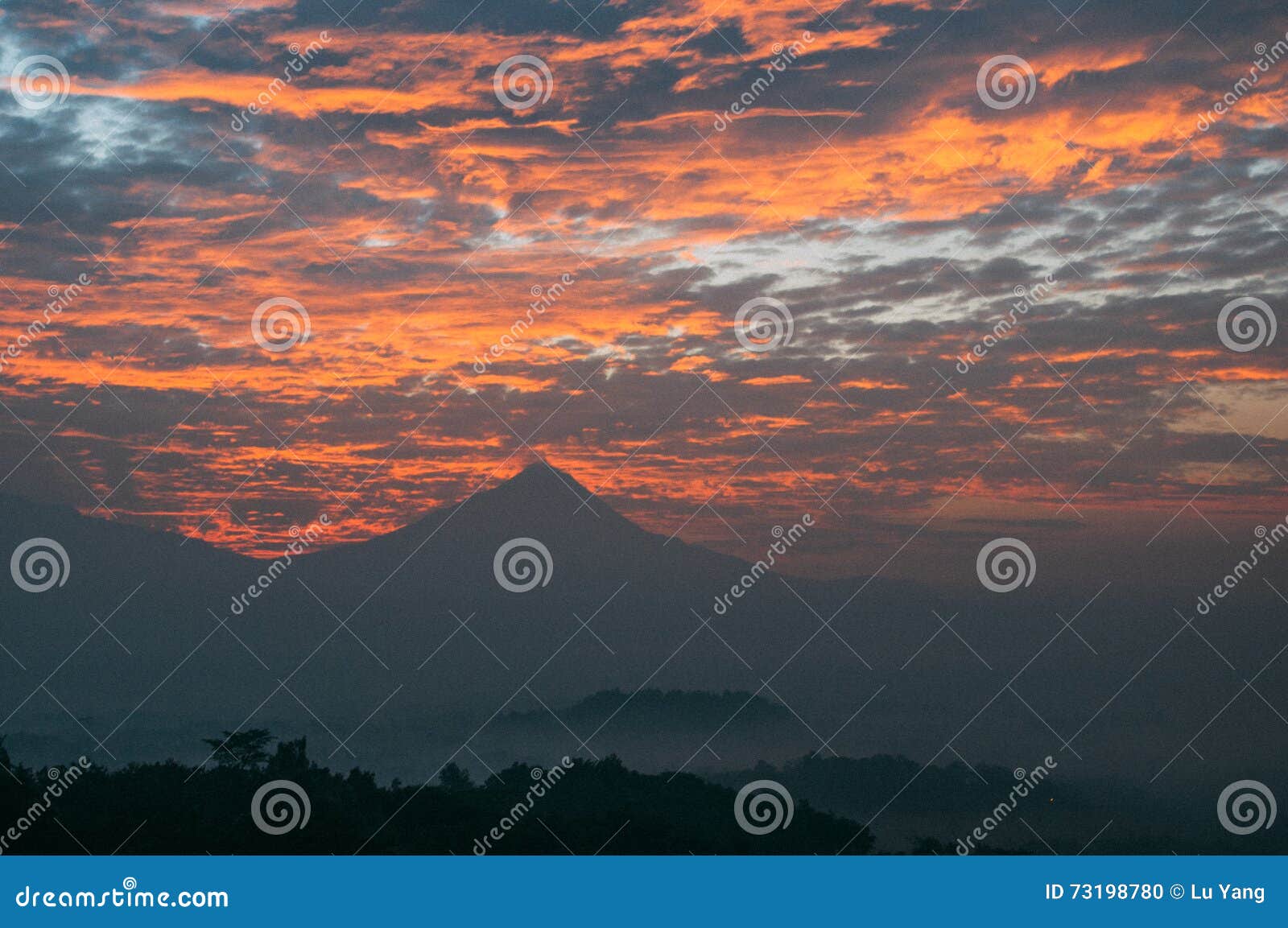 Mount Merapi Sunrise stock photo. Image of gunung, yogyakarta - 73198780
