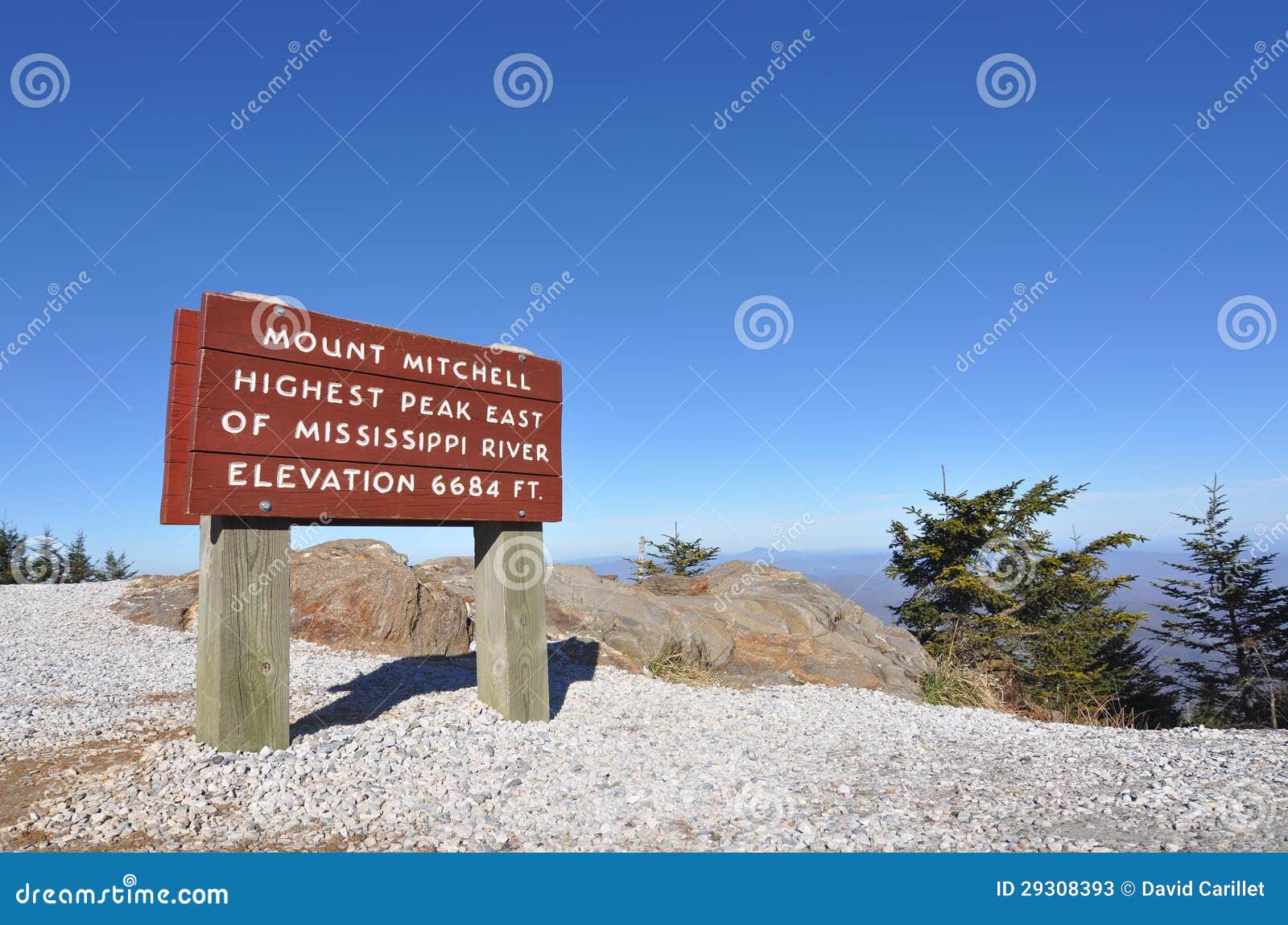 Mount Mitchell Sign at Highest Peak in Eastern US Stock Image - Image ...