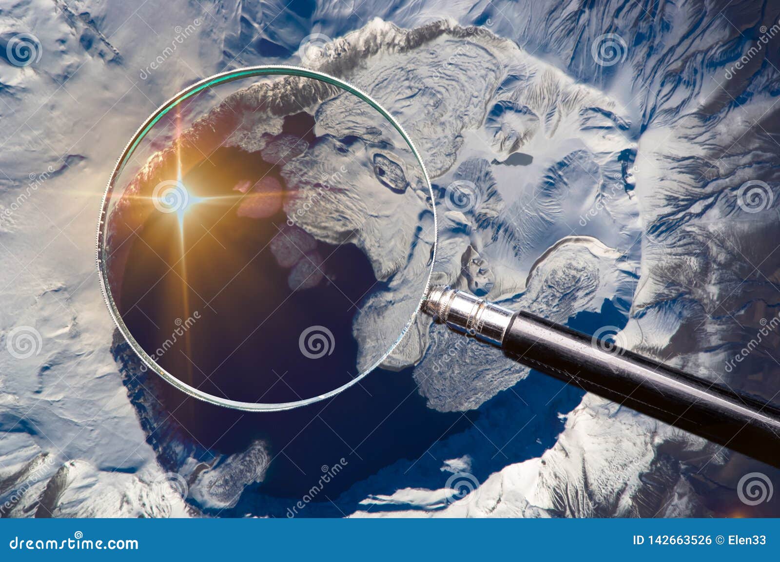 Mount Nemrut, Turkey, Exploring through a Magnifier. Stock Photo ...
