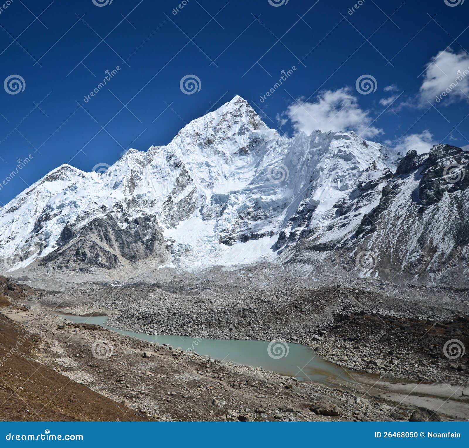 Mount Nuptse above a lake stock photo. Image of nature - 26468050