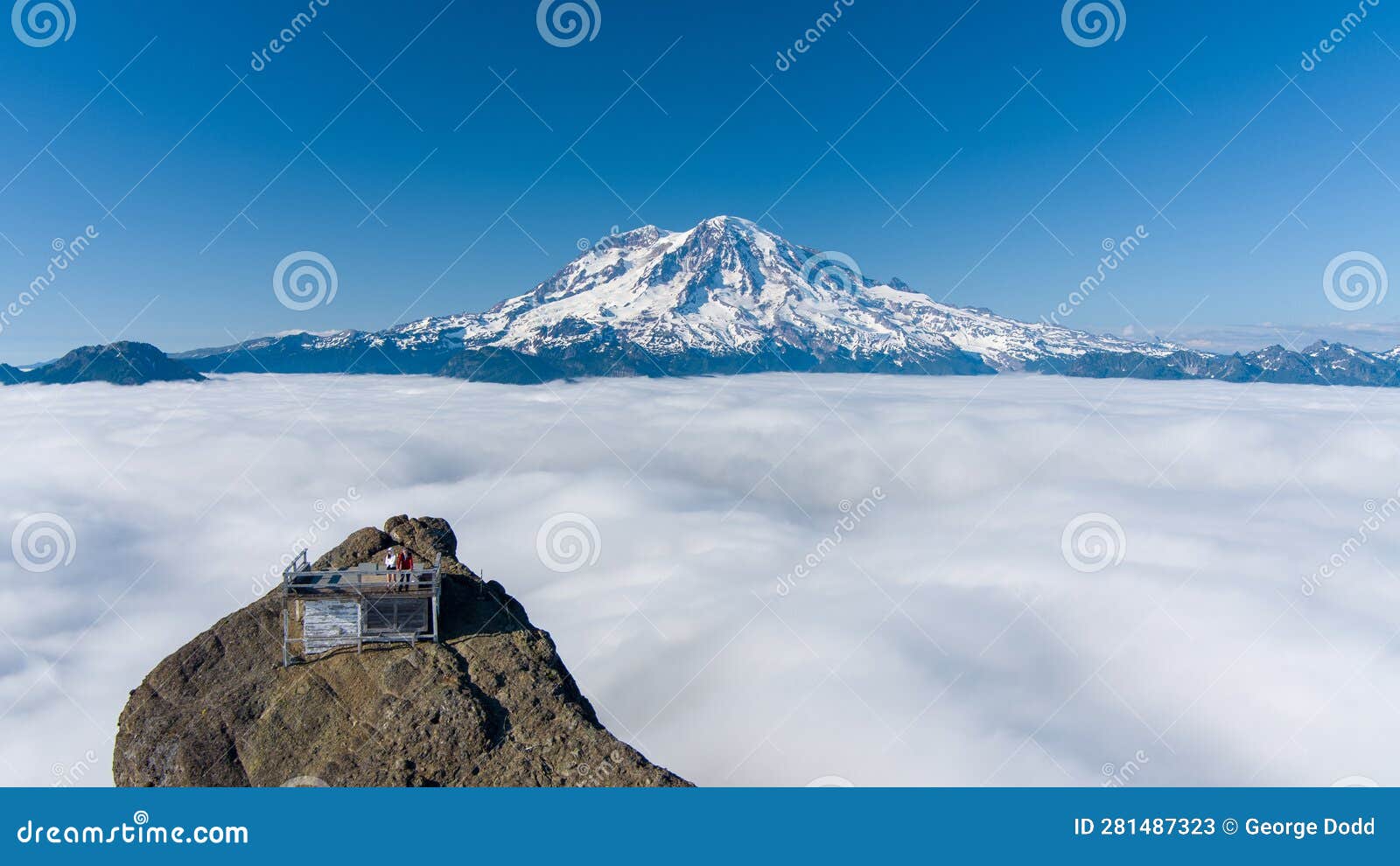 Mount Rainier Above the Clouds from High Rock Lookout in June Editorial ...