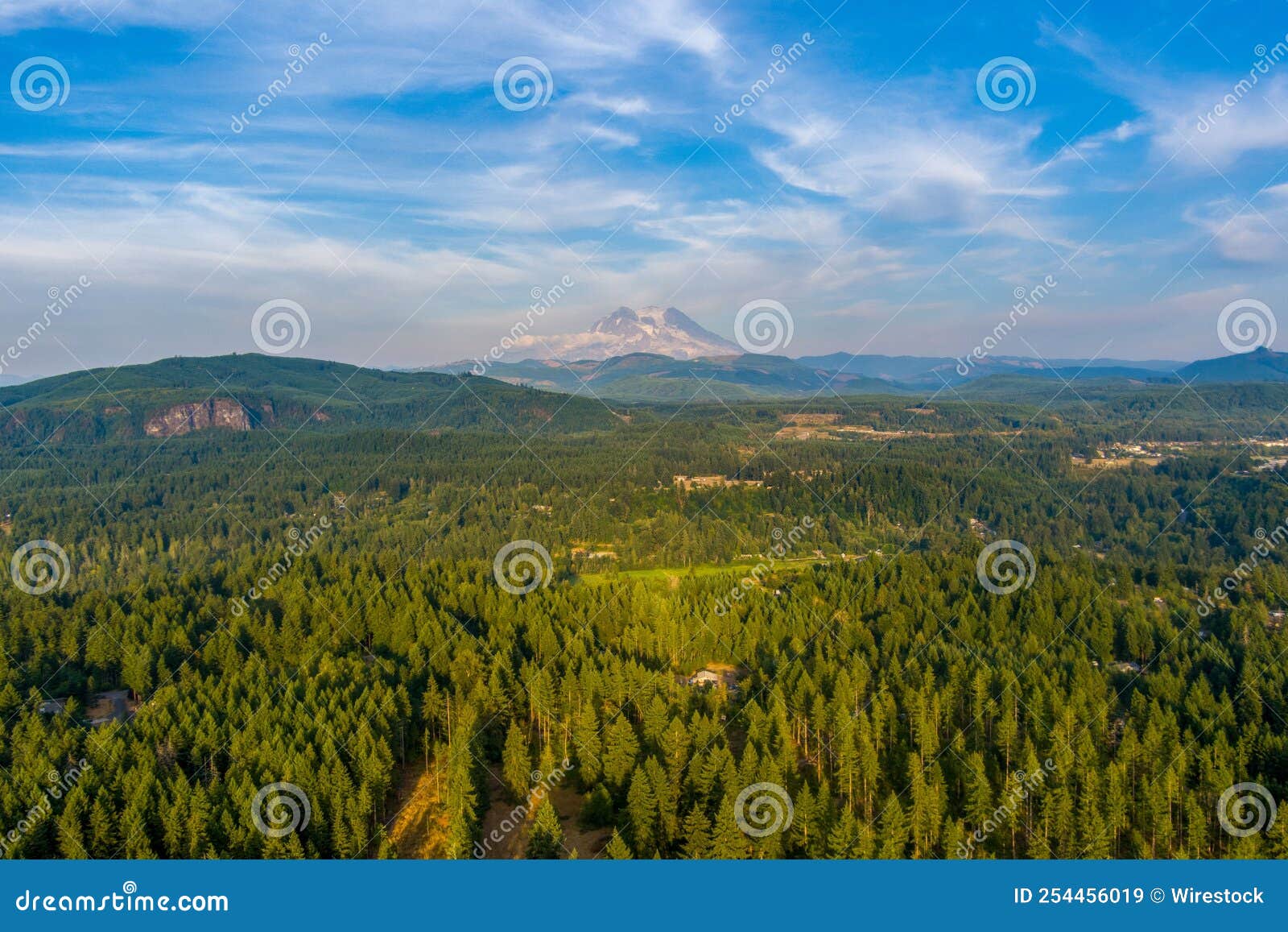 Mount Rainier on the Horizon in August Stock Image - Image of americ ...