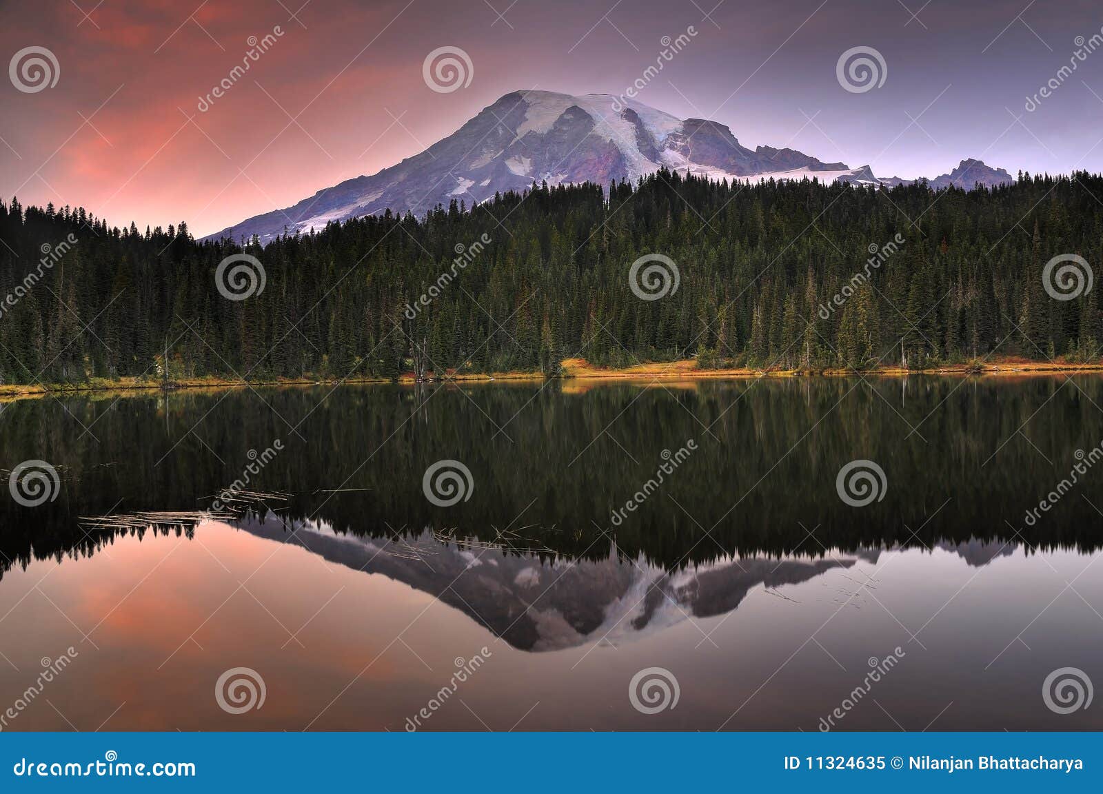 Mount Rainier with Reflection Stock Image - Image of beautiful, alpine ...