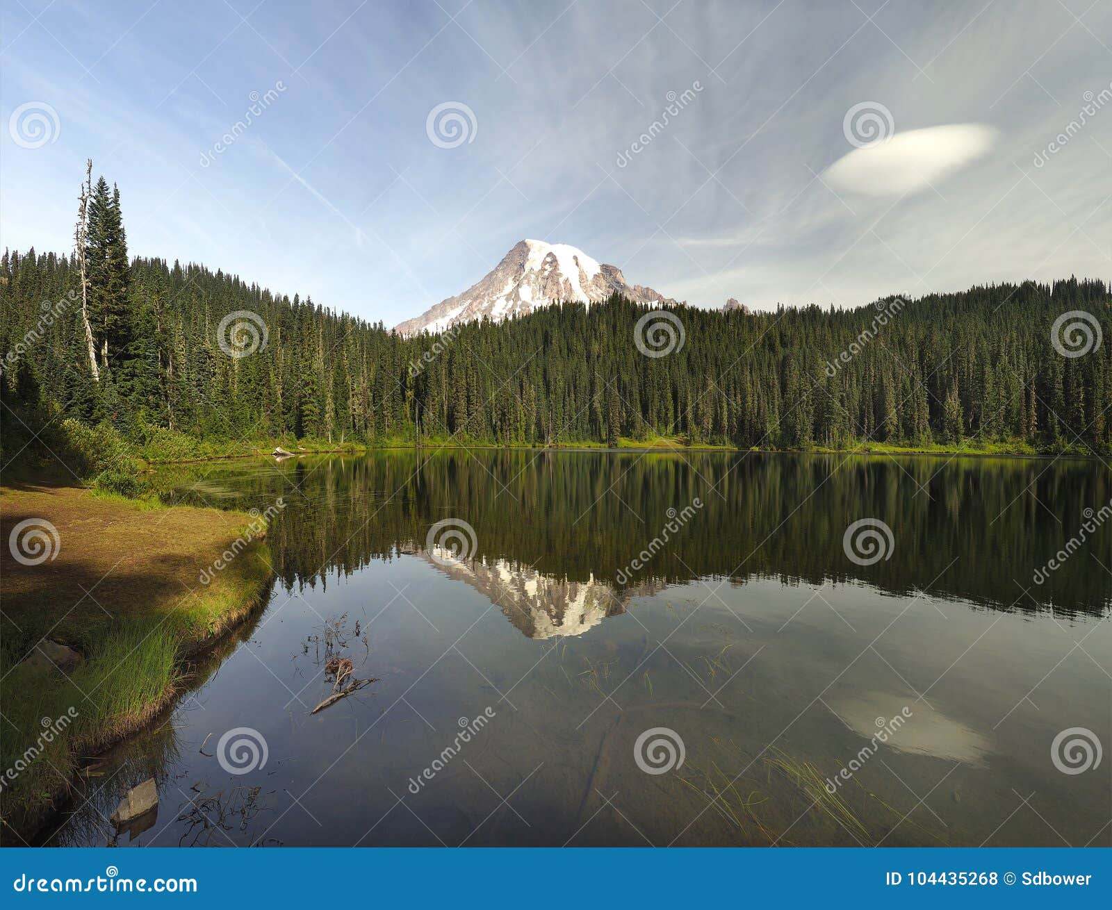 Mount Rainier from Reflection Lake Stock Photo - Image of landscape ...