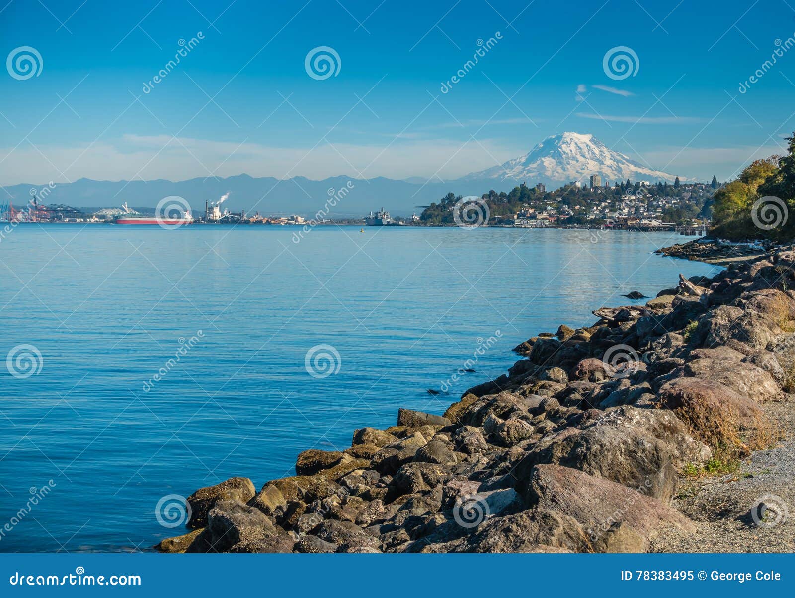 Mount Rainier from Ruston 4 Stock Image - Image of scenic, landscape ...