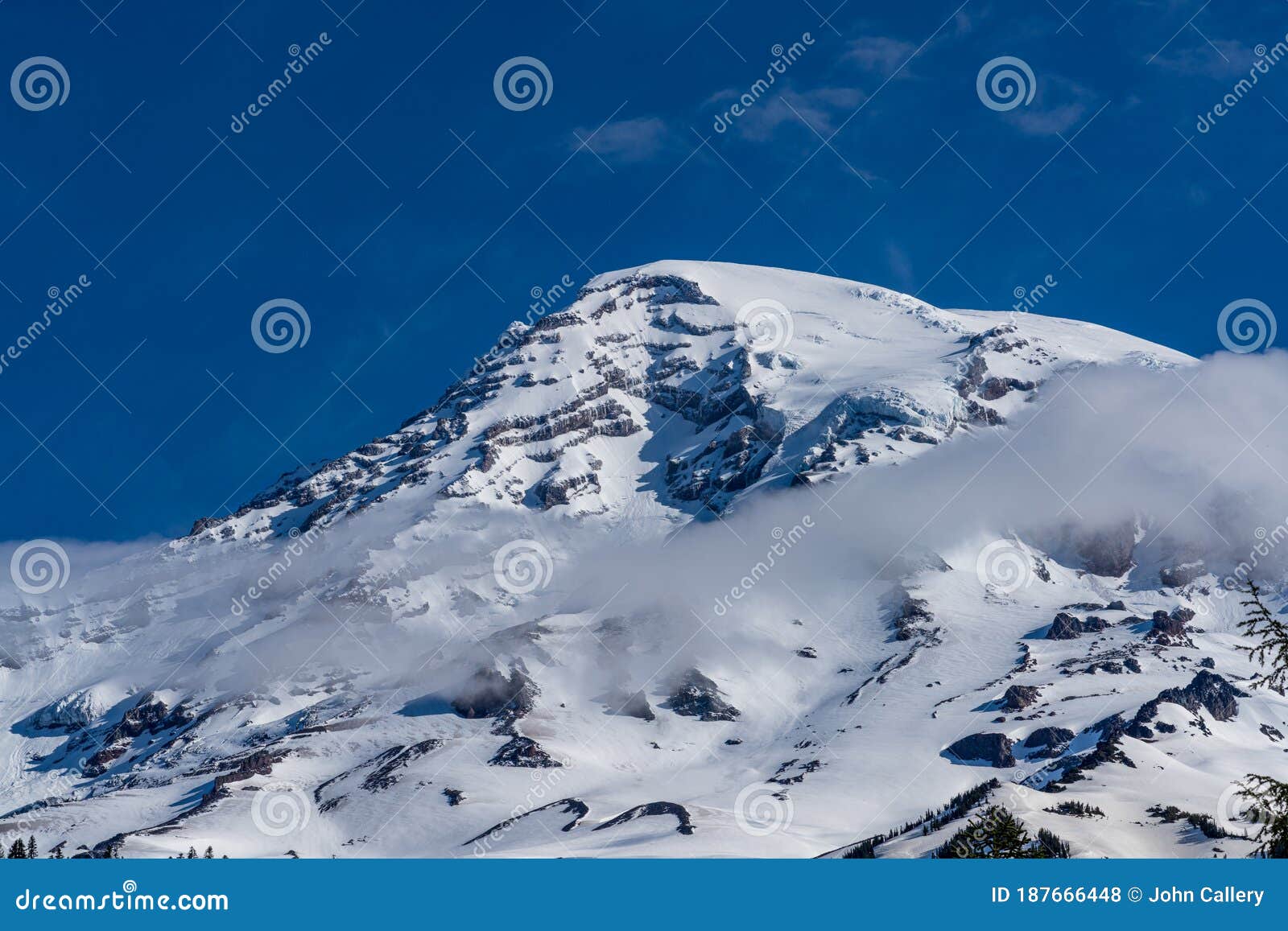 Mount Rainier Summit on a Clear Spring Day Stock Photo - Image of ...