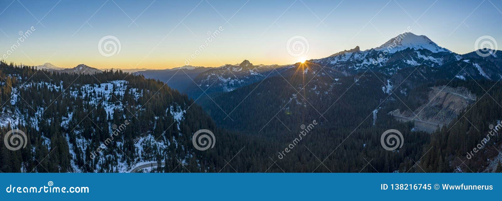 Mount Rainier Sunset Panoramic View Stock Image - Image of pacific ...